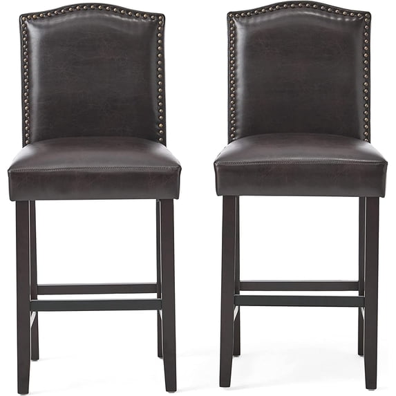 Christopher Knight Home Darren Leather Counter Stools, 2-Pcs Set, Brown ...