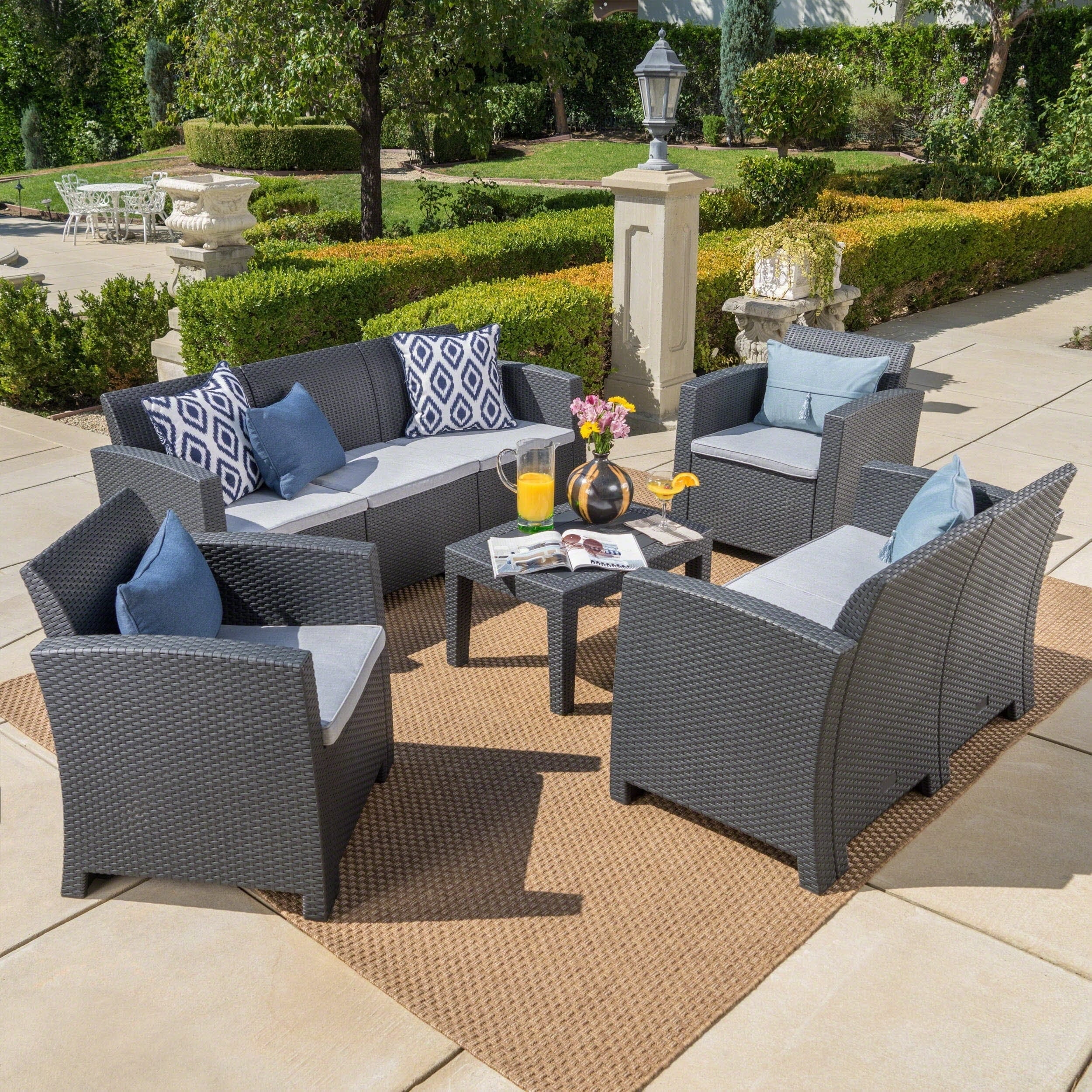 Christopher Knight Home Daytona Outdoor Wicker Chat Set by Grey ...