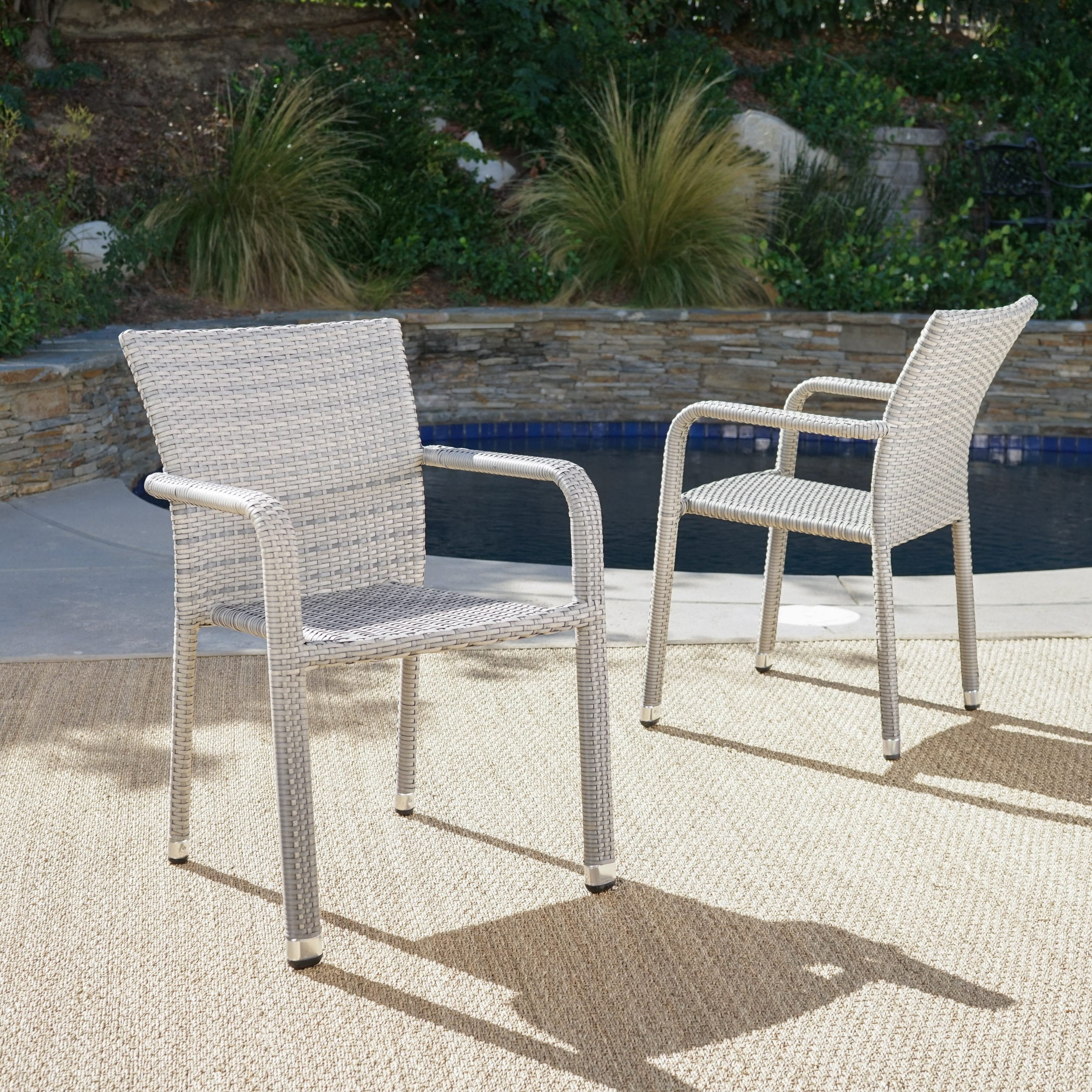 Christopher Knight Home Dover Outdoor Aluminum Wicker Stacking Dining ...