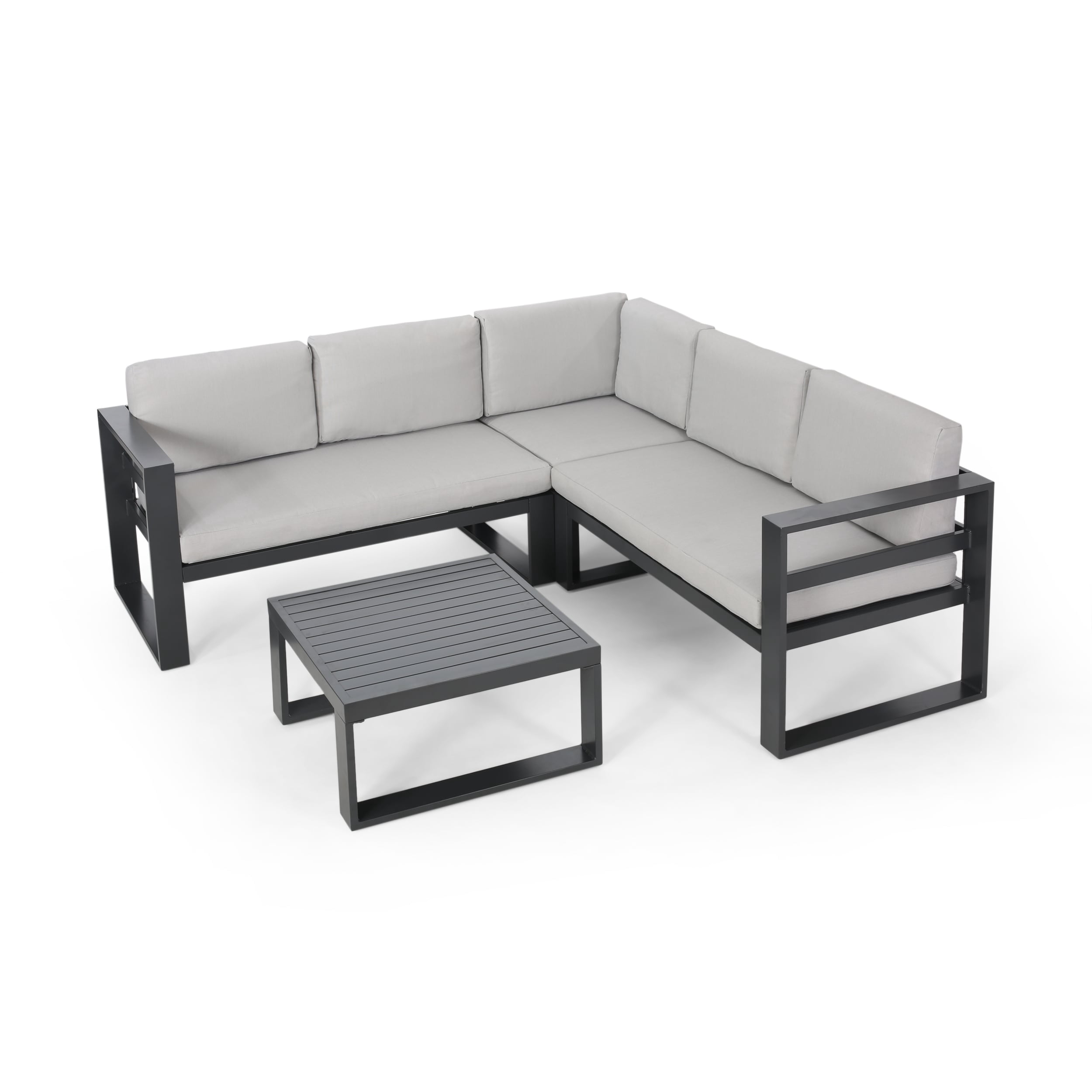 Christopher Knight Home Dursley Outdoor Aluminum Sectional Sofa with ...