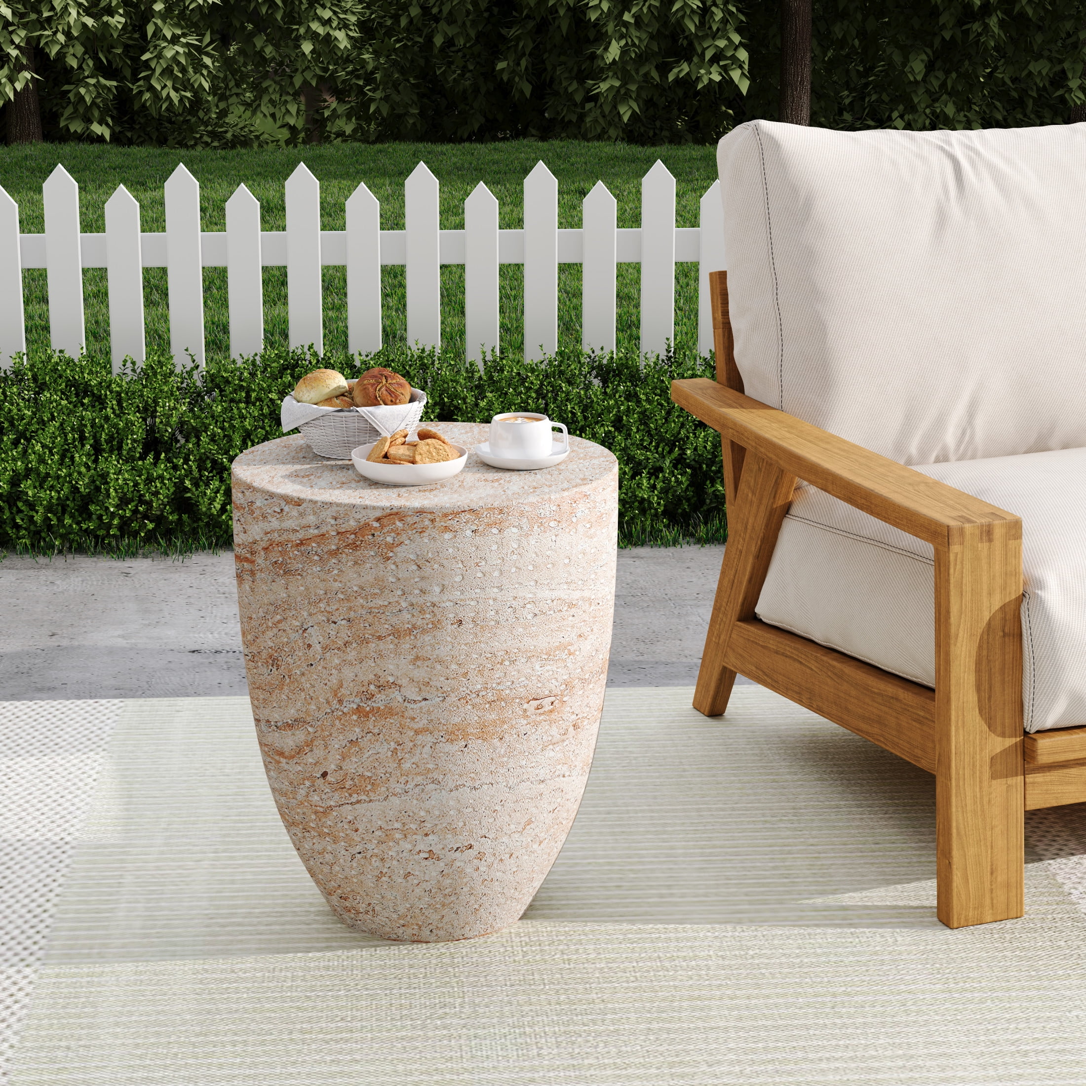 Christopher Knight Home Outdoor Concrete Side Table, Travertine ...