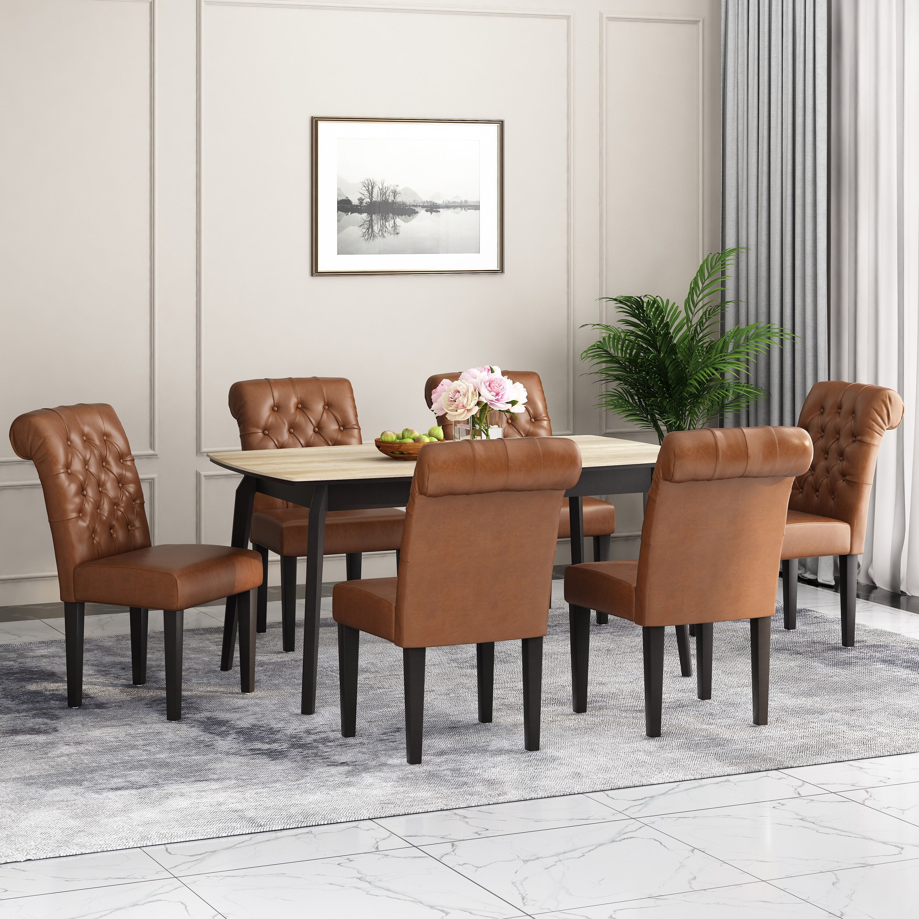 Christopher Knight Home Elwood Tufted Rolltop Dining Chairs (Set of 6 ...