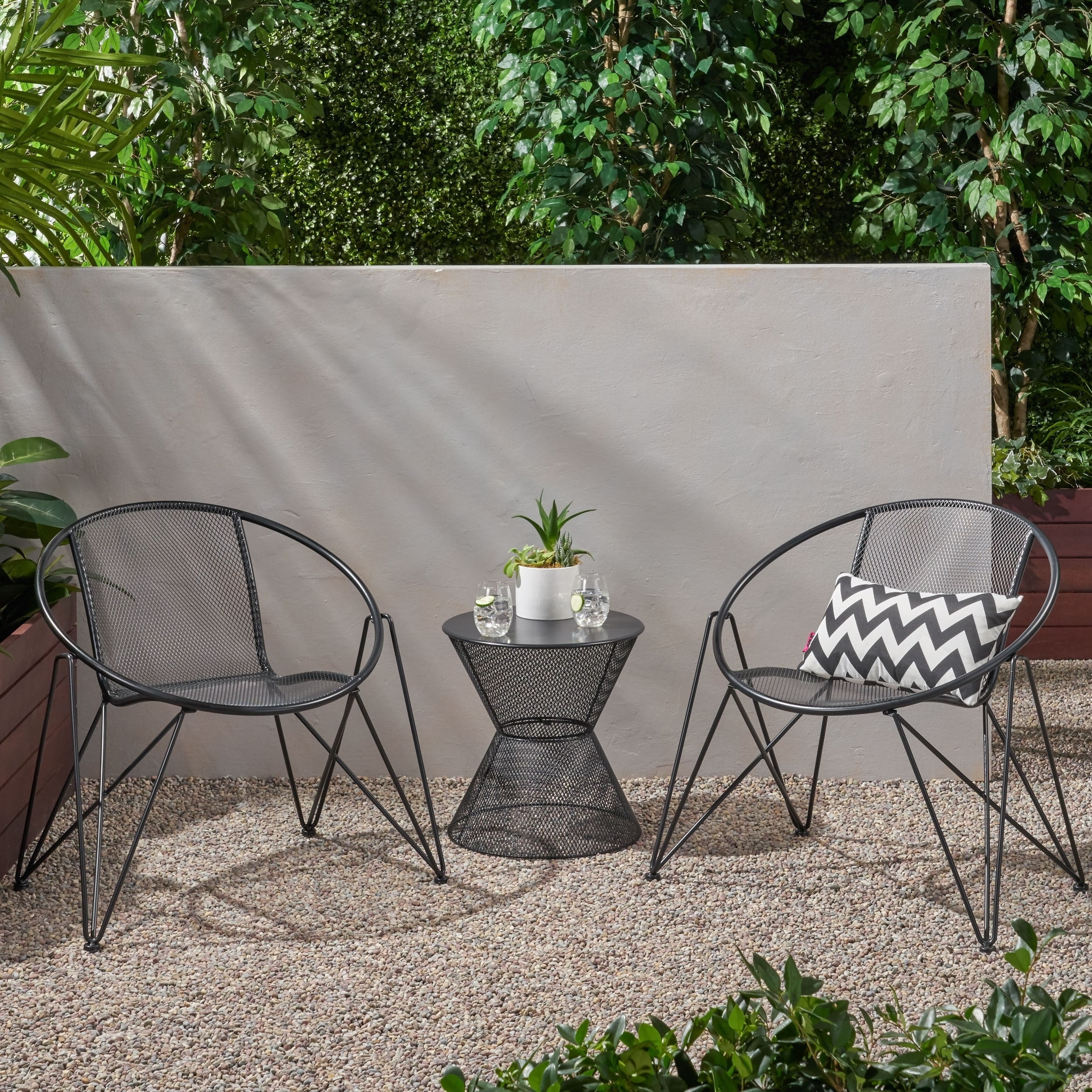 Christopher Knight Home Erikson Modern Outdoor Chat Set by Matte Black ...