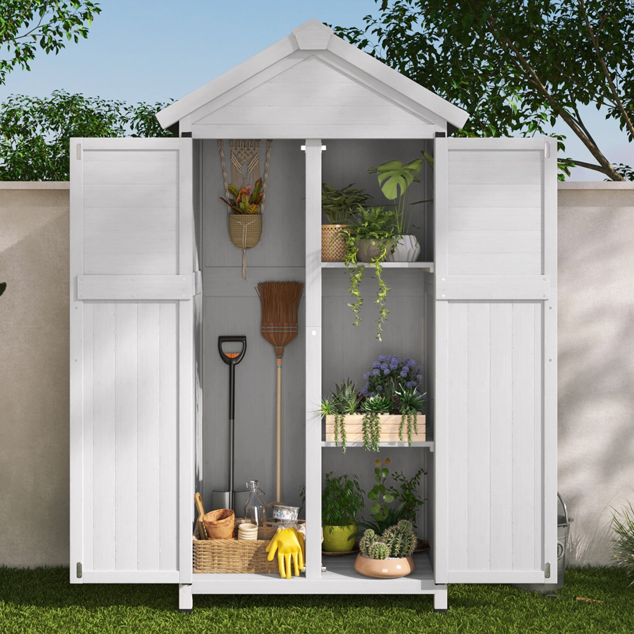 Christopher Knight Home Fir Wood Outdoor Storage Shed with Double Doors ...