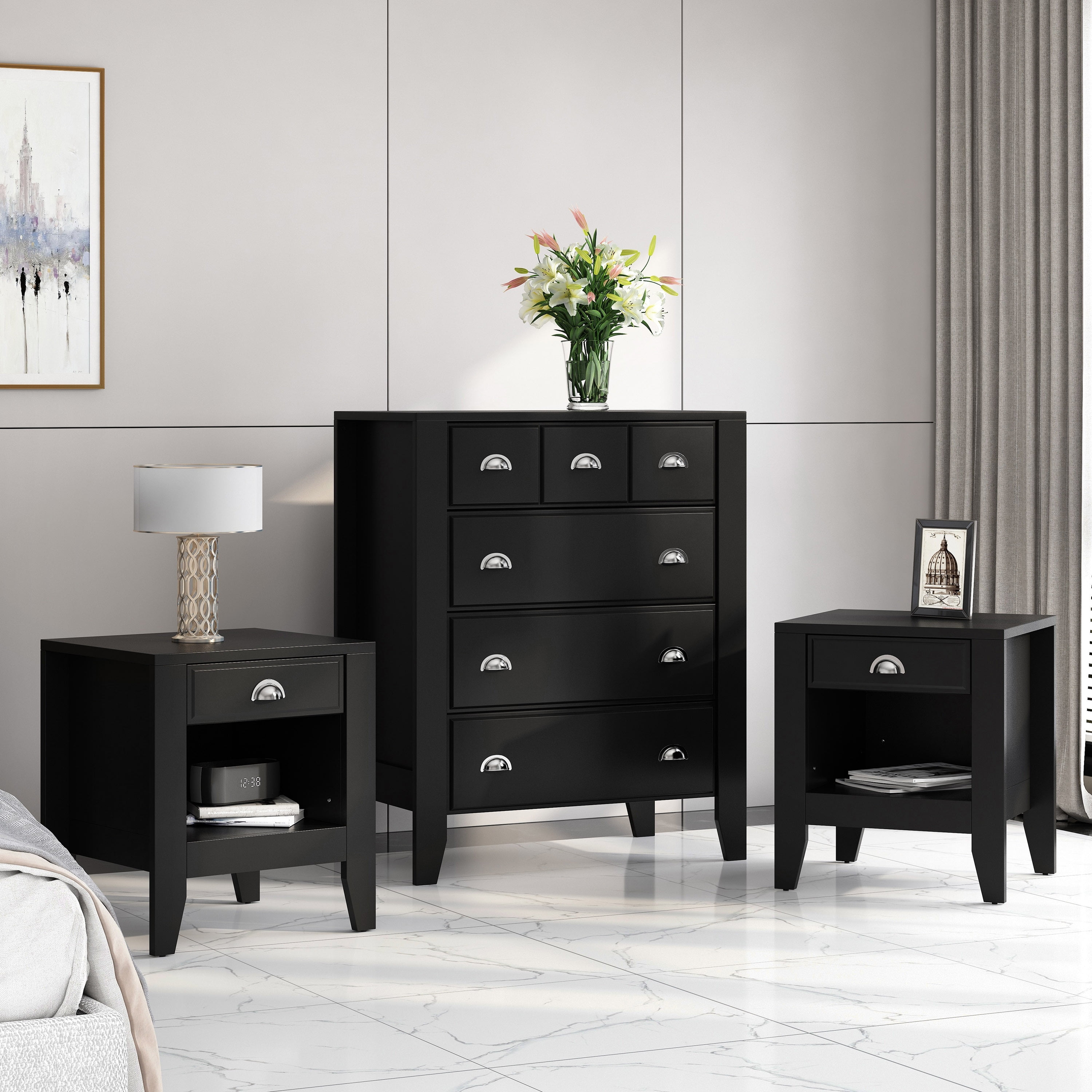 Christopher Knight Home Foisy Faux Wood 3 Piece Dresser and Nightstand ...