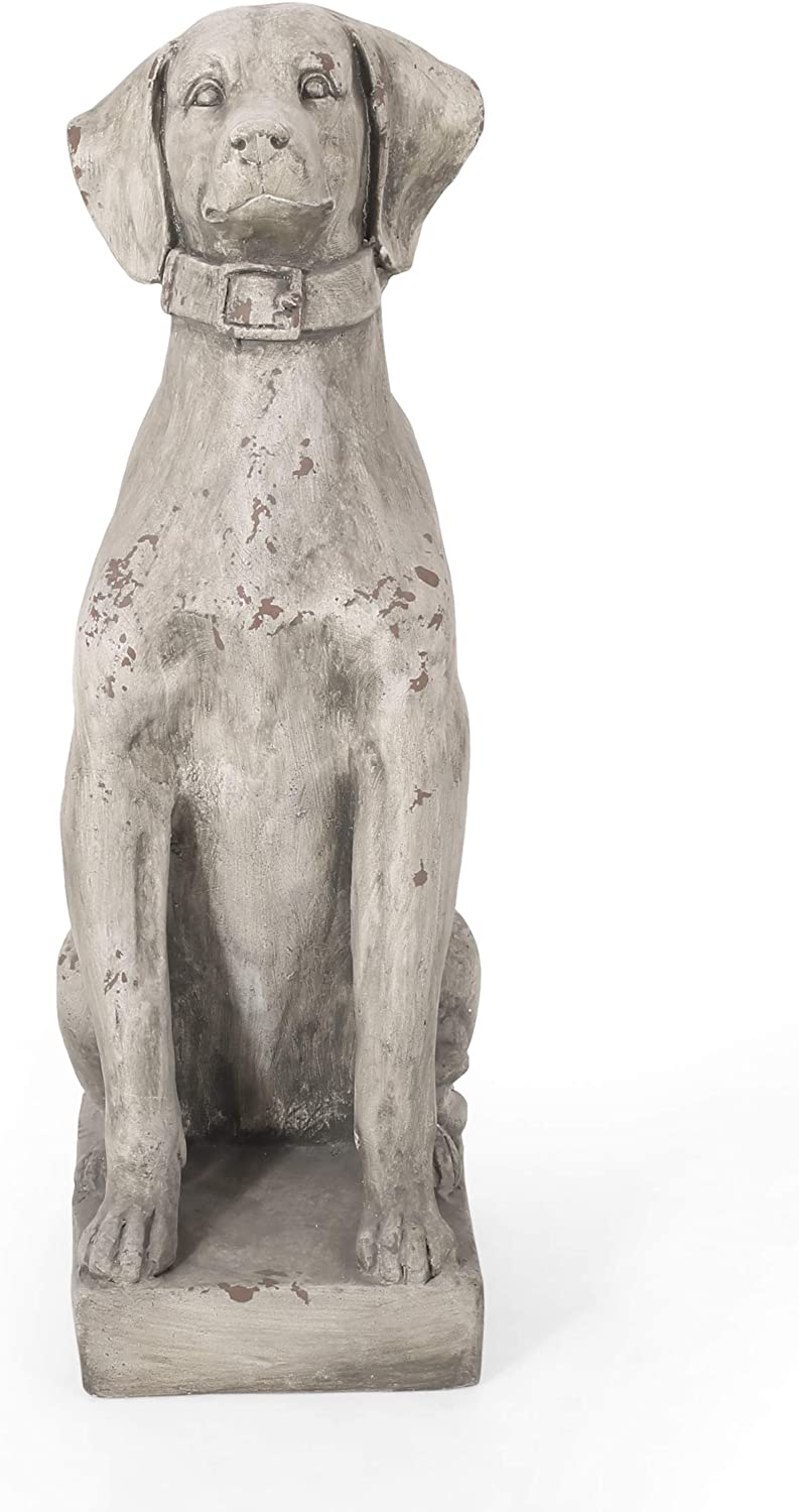 Christopher Knight Home Gomer Outdoor Dog Statue, Antique White ...