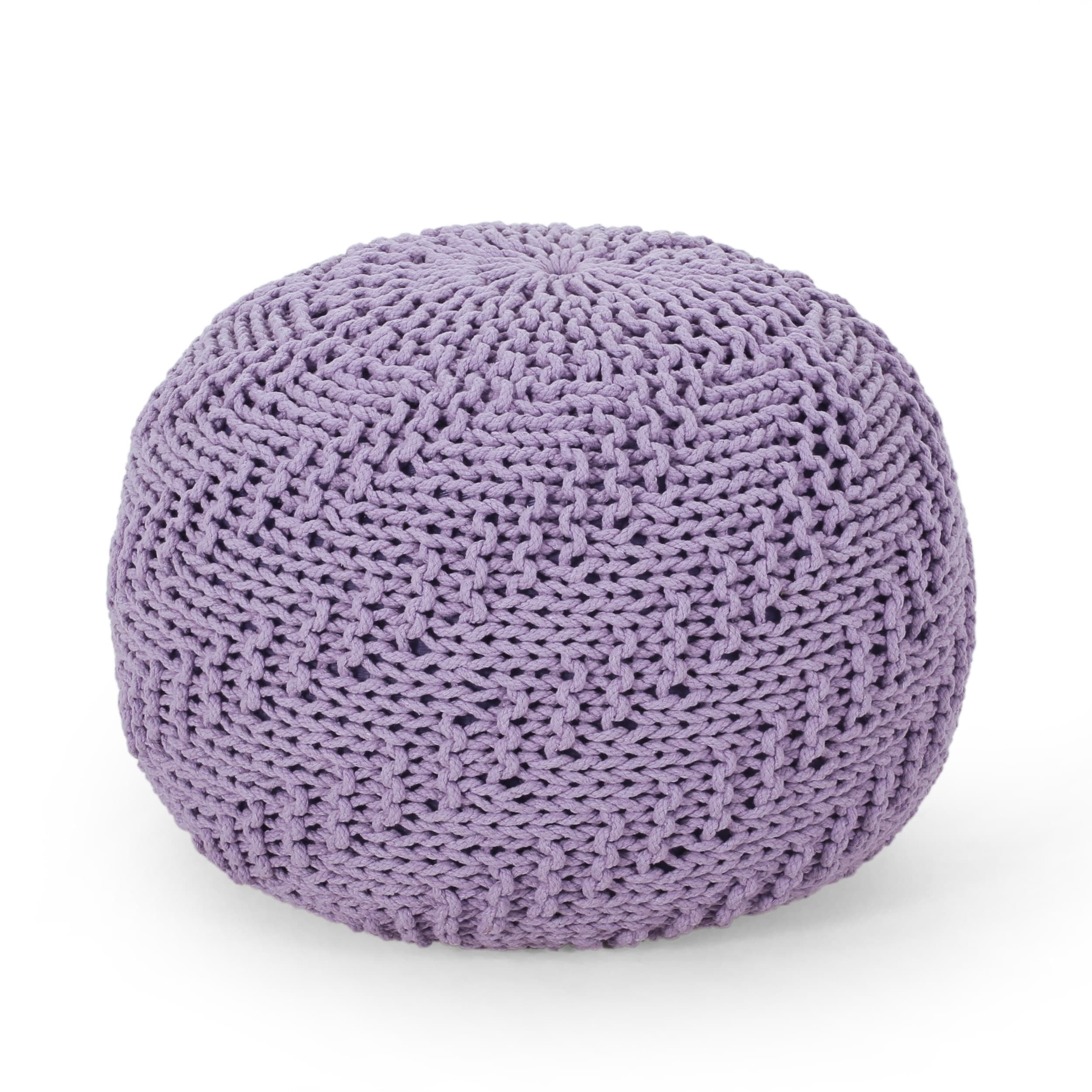 Christopher Knight Home Hershel Knitted Cotton Pouf by Lavender Modern ...