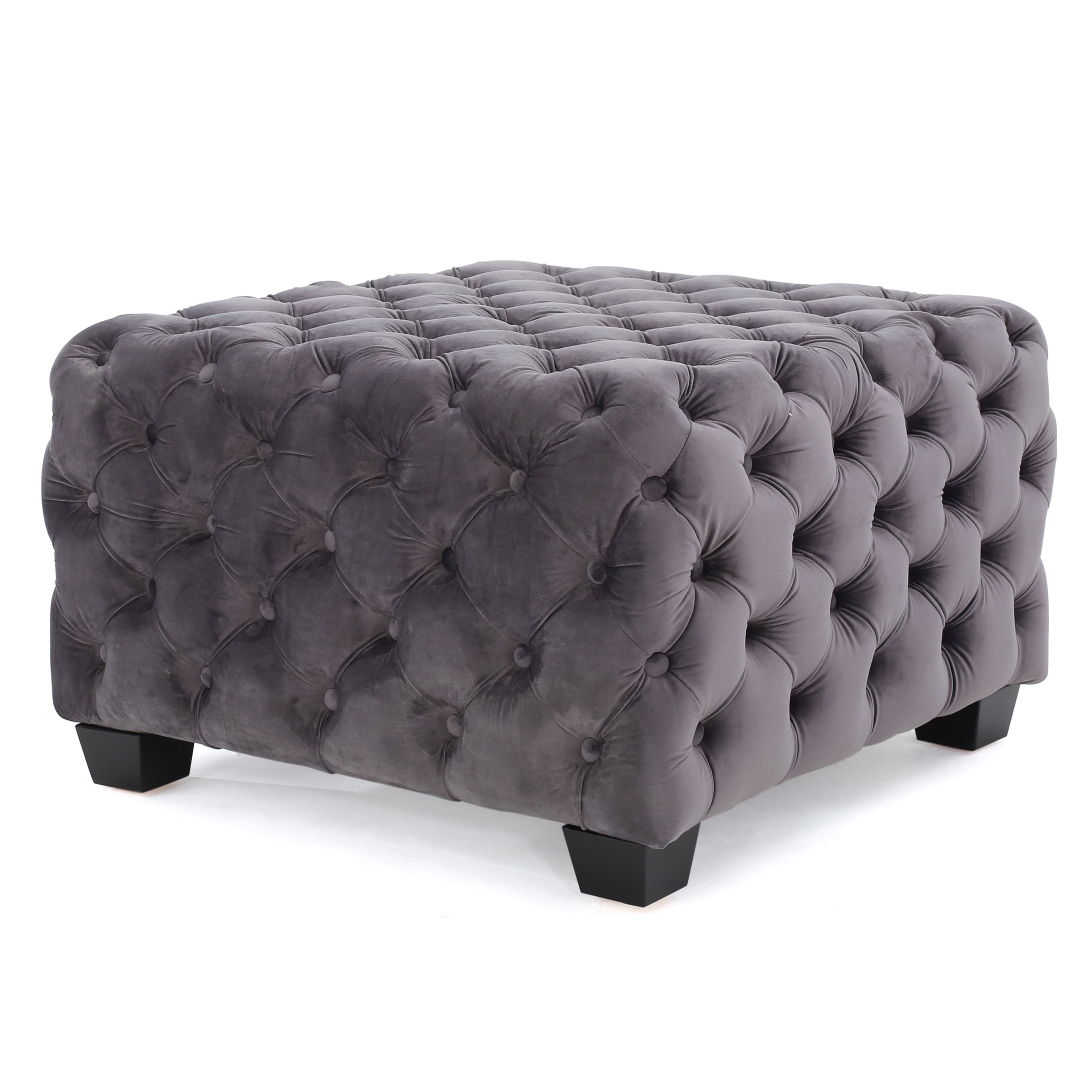 Christopher Knight Home Jaymee Modern Glam Button Tufted Velvet Ottoman ...