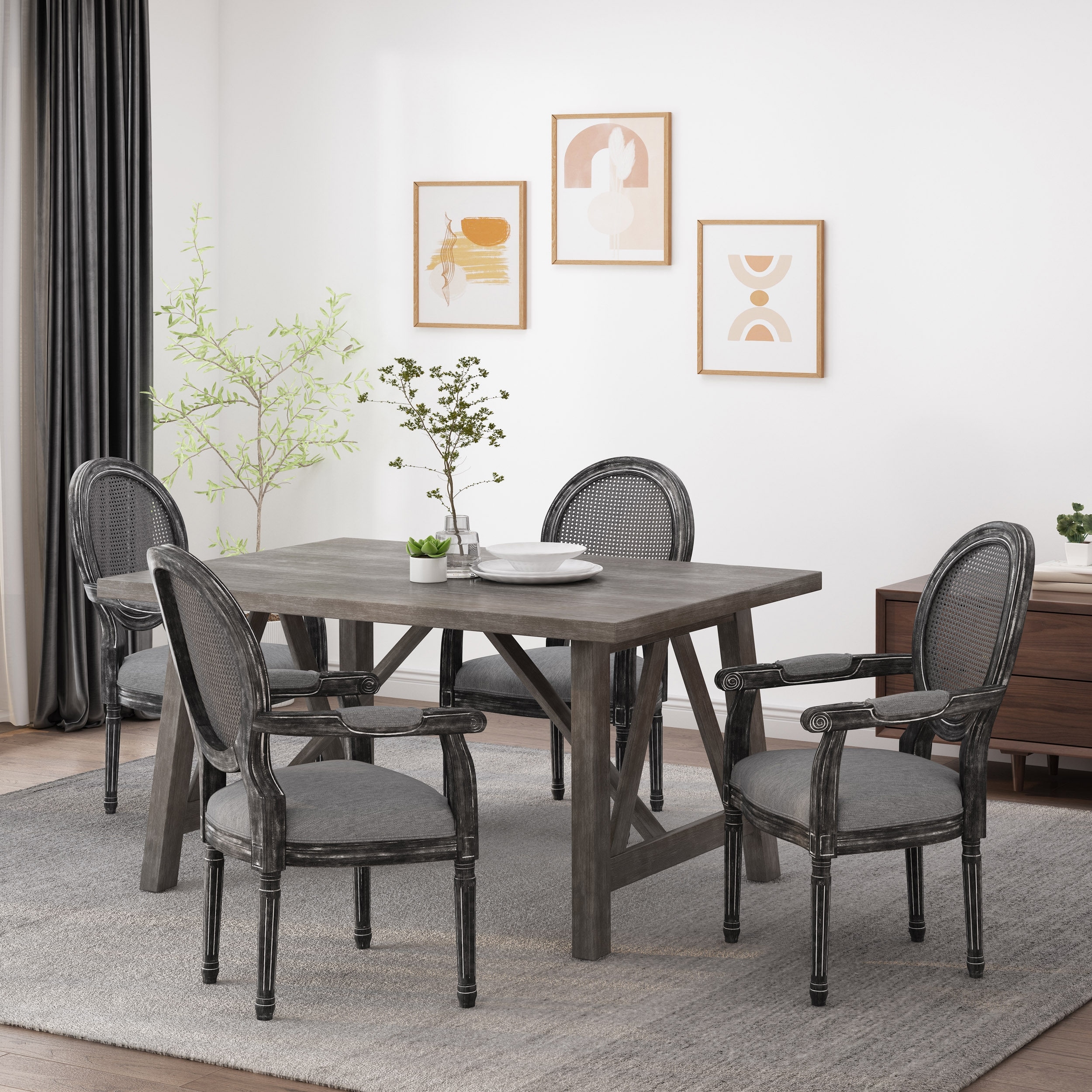 Christopher Knight Home Judith Wood and Cane Upholstered Dining Chair ...