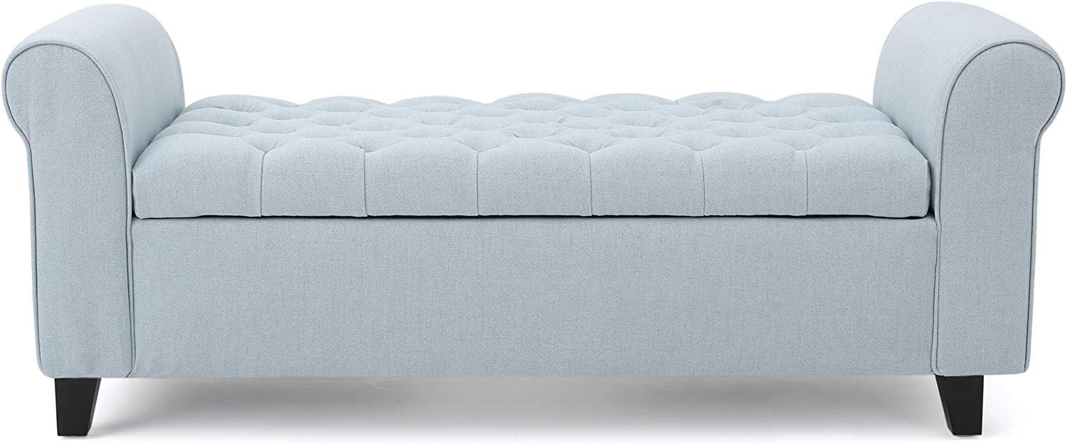 Christopher Knight Home Keiko Fabric Armed Storage Bench, 19.75"D x 50 ...