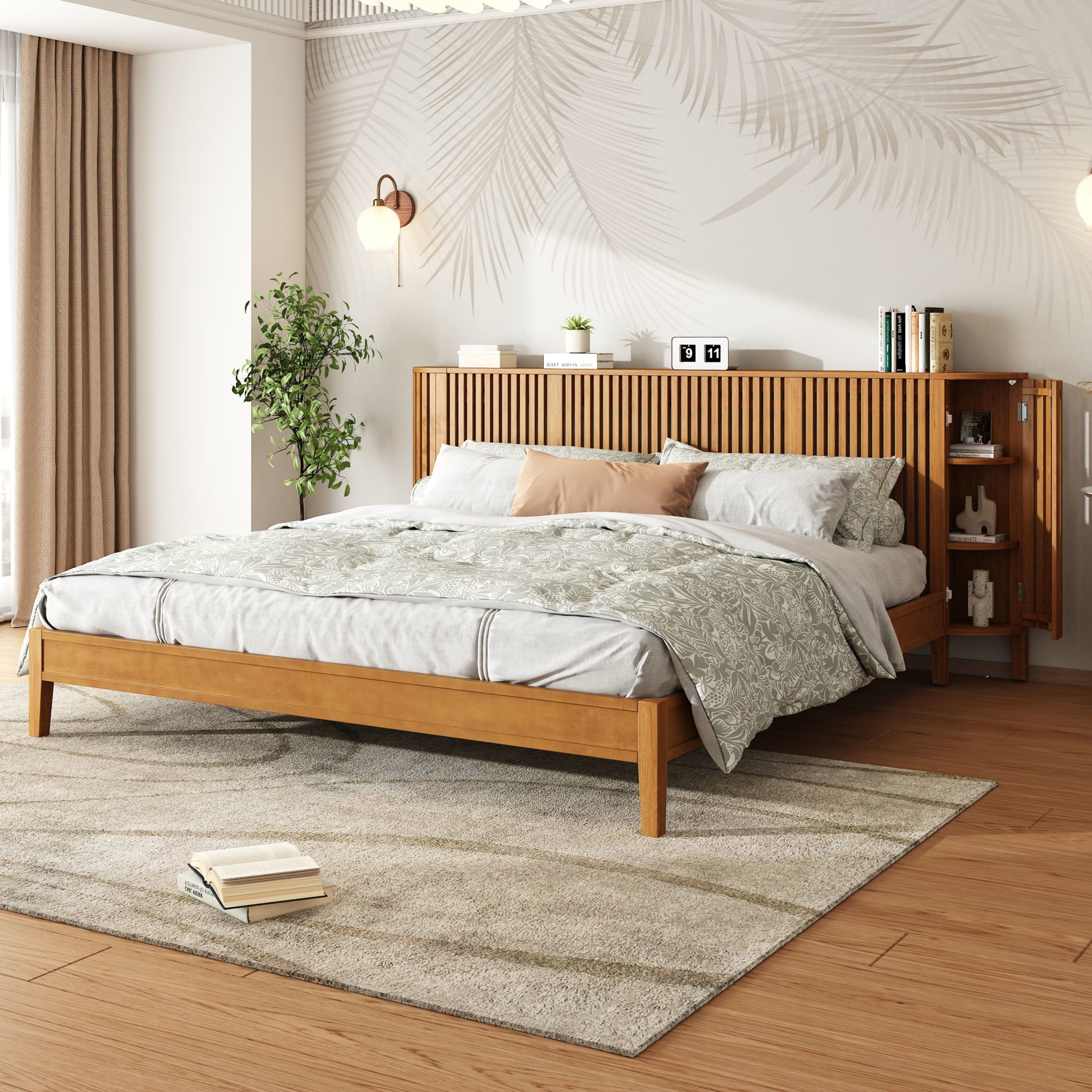 Christopher Knight Home King Size Pine Wood Bed Frame with Slat ...