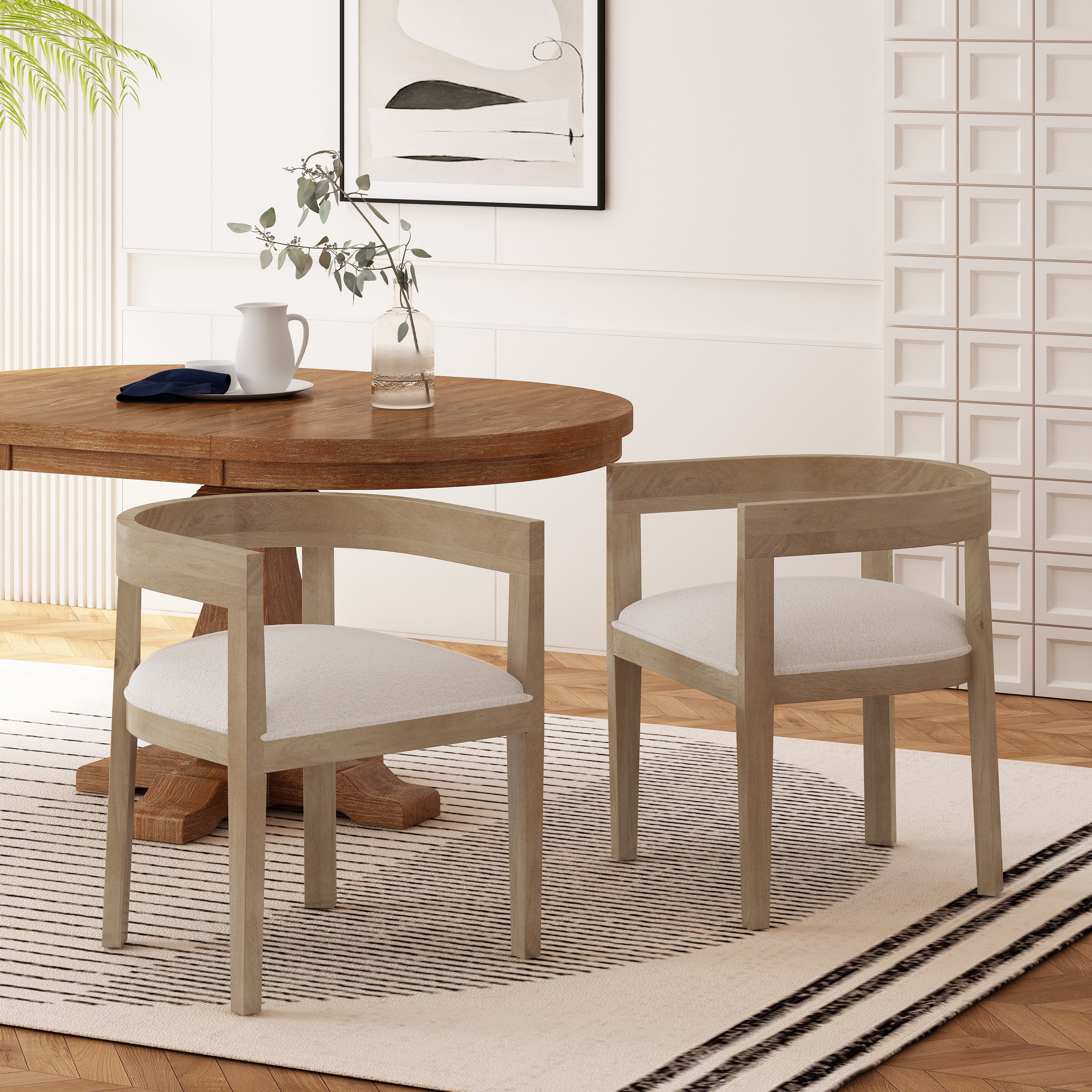Christopher Knight Home Ladieu Fabric and Wood Tub Dining Chairs Set of ...
