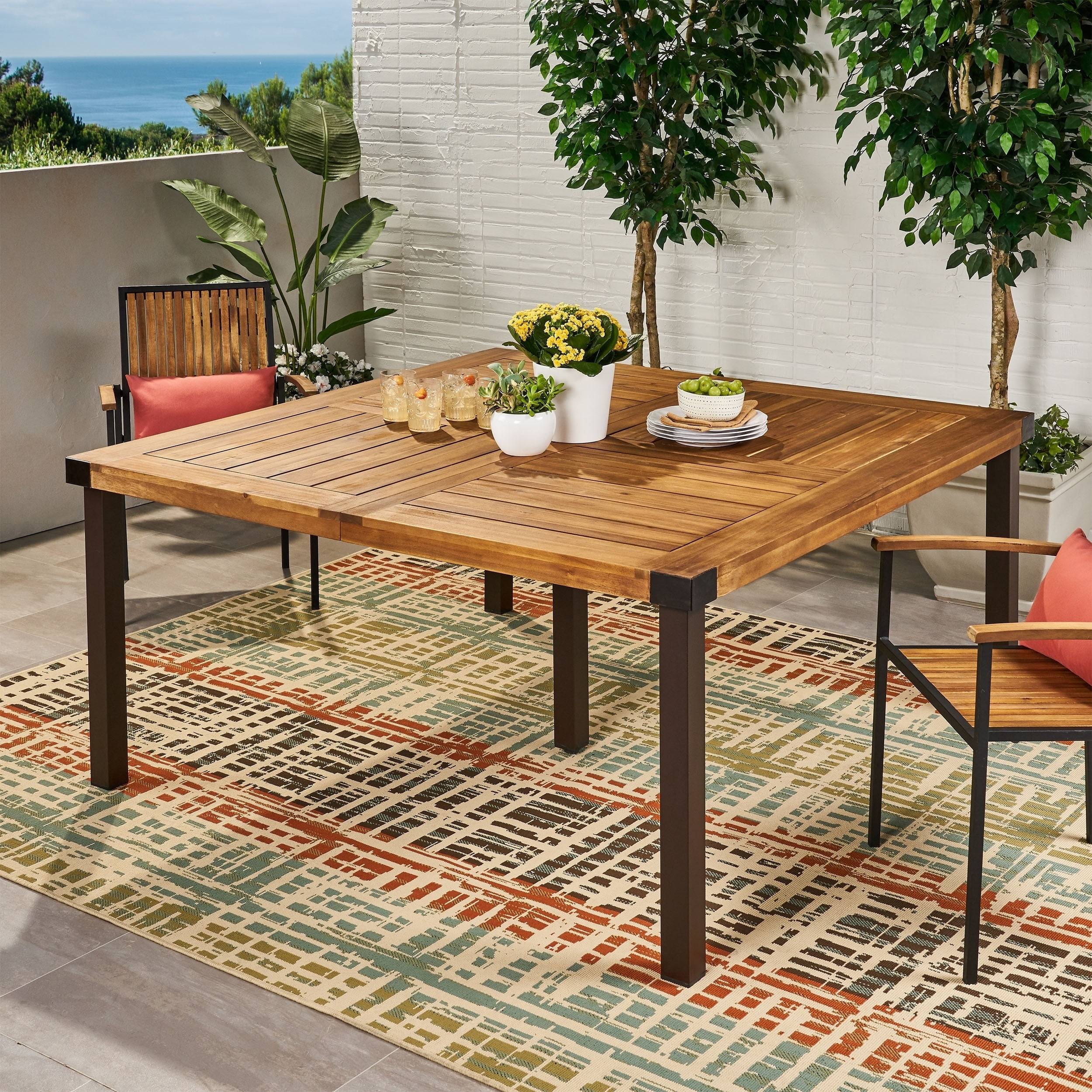 Christopher Knight Home Lankershim Outdoor Acacia Wood Dining Table by - 64.00" L x 64.00" W x ...