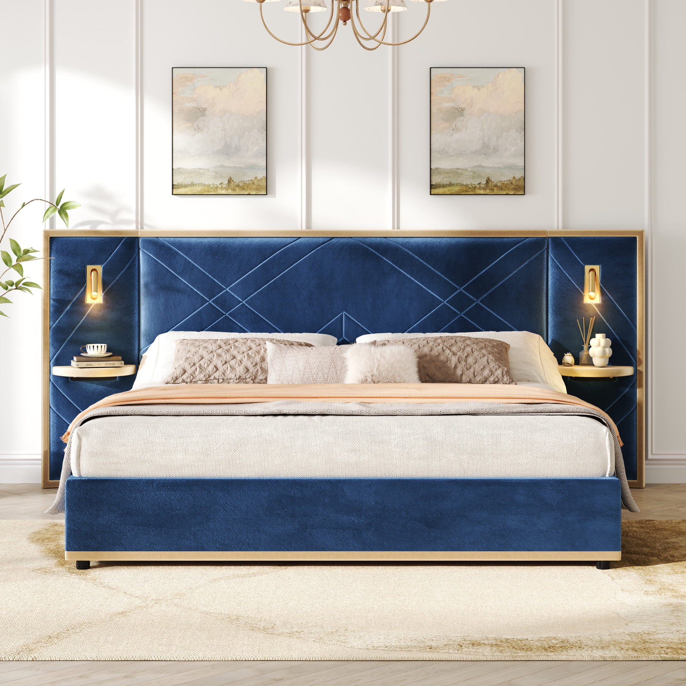 Christopher Knight Home Luxury Velvet Upholstered Queen Bed with ...