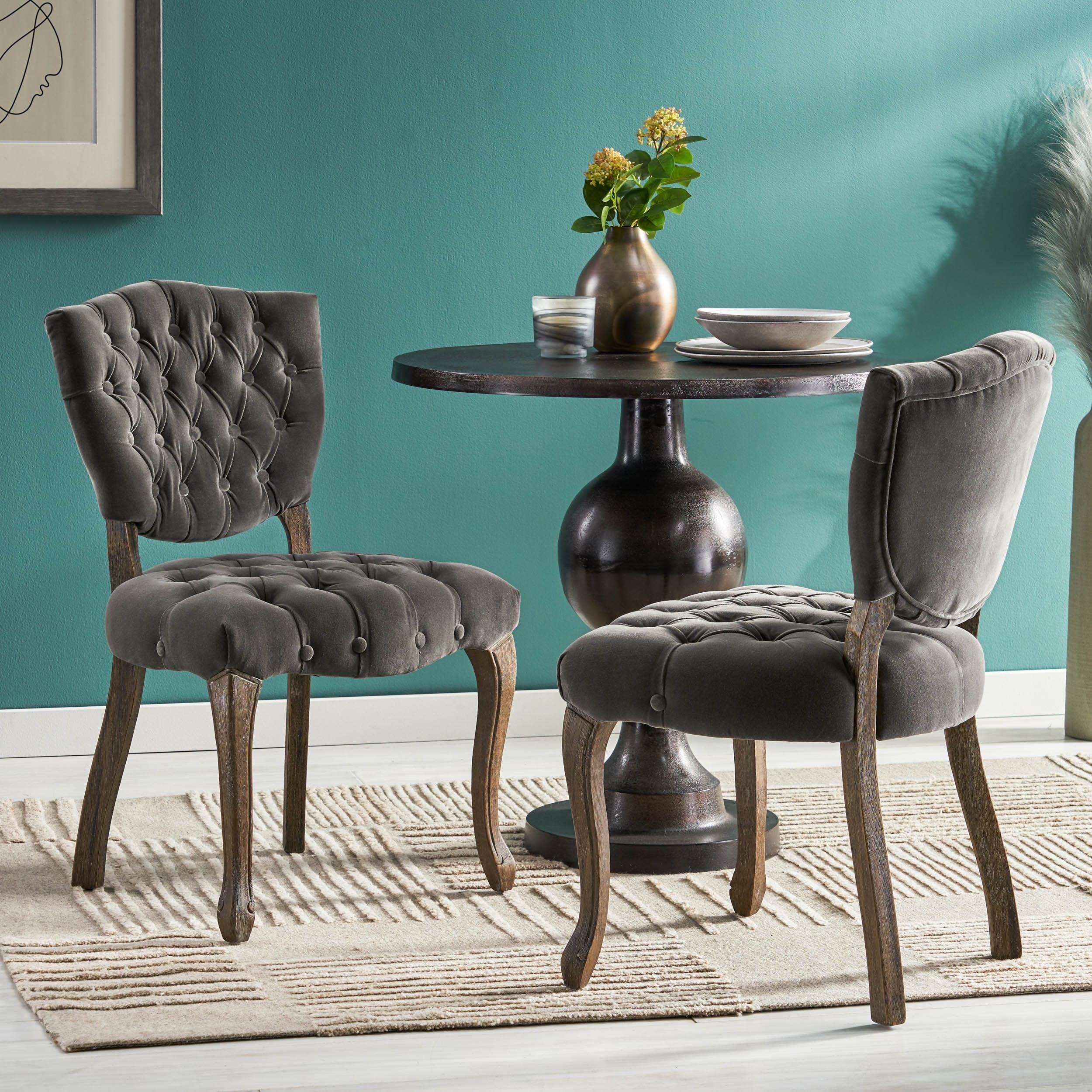 Christopher Knight Home Maison Rouge Anwar Tufted Dining Chairs Set of 2 Charcoal Walmart