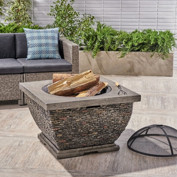 Christopher Knight Home Mia Outdoor 32-Inch Wood Burning Light-Weight ...
