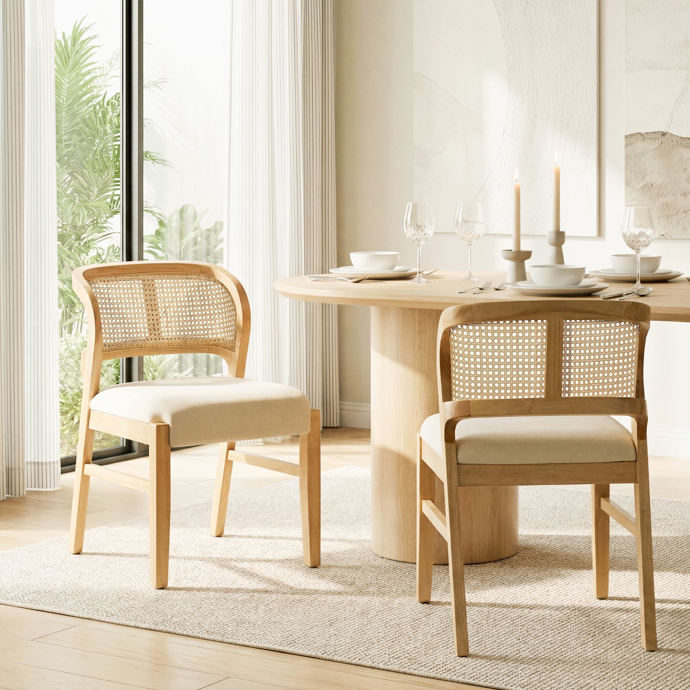 Christopher Knight Home Mid Century Dining Chair with Rattan Cane Back ...