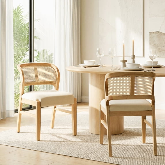 Christopher Knight Home Mid Century Dining Chair with Rattan Cane Back ...