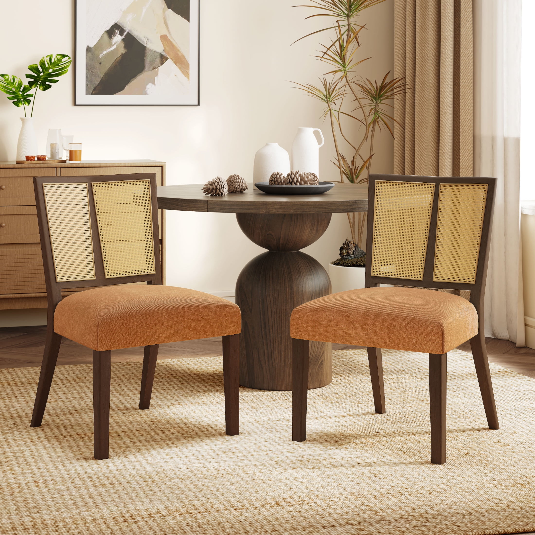 Christopher Knight Home Mid-Century Modern Rattan Dining Chairs ...