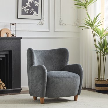 Bjorn Mid-Century Modern Wingback Club Chair with Velvet Upholstery and ...