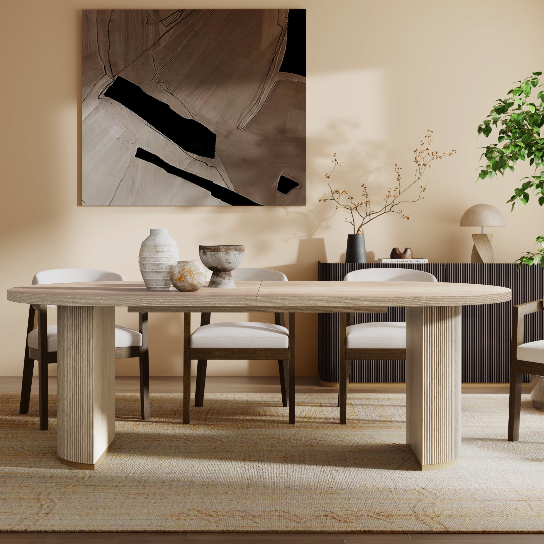 Christopher Knight Home Minimalist 88“ Oval Dining Table for 4-6, Light ...