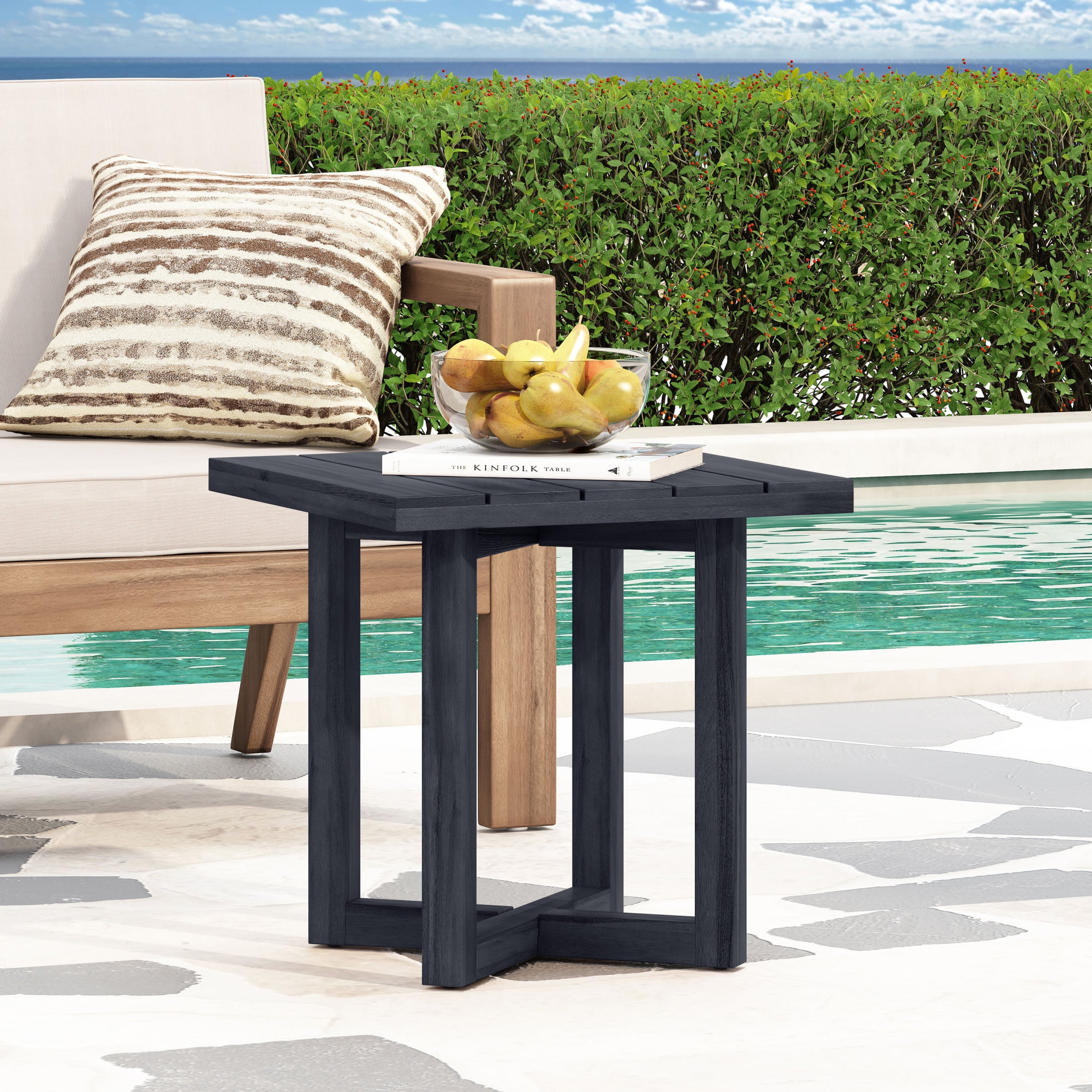 Christopher Knight Home Minimalist Outdoor Square Side Table, Solid ...