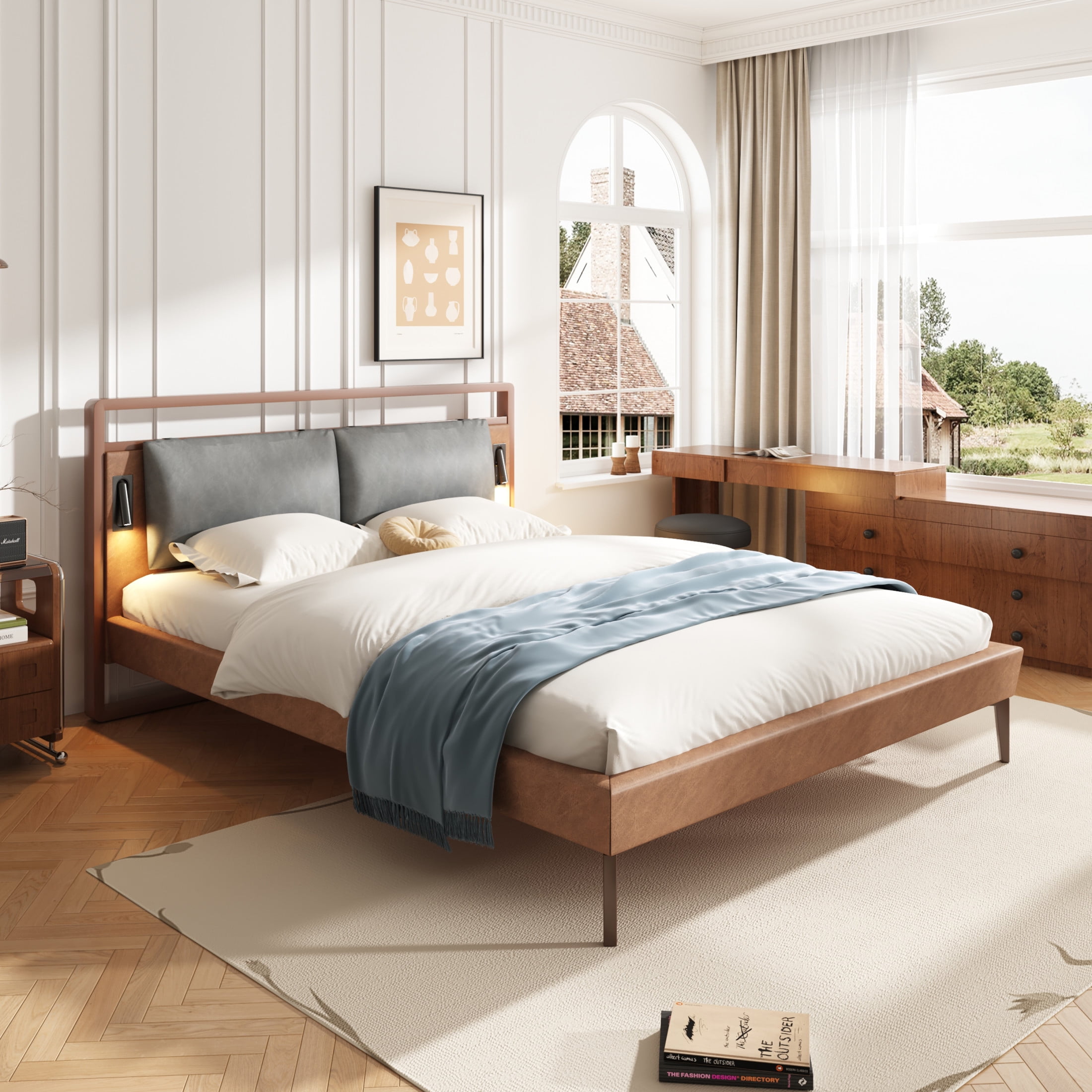 Christopher Knight Home Minimalist Queen PU Upholstered Bed Frame with ...