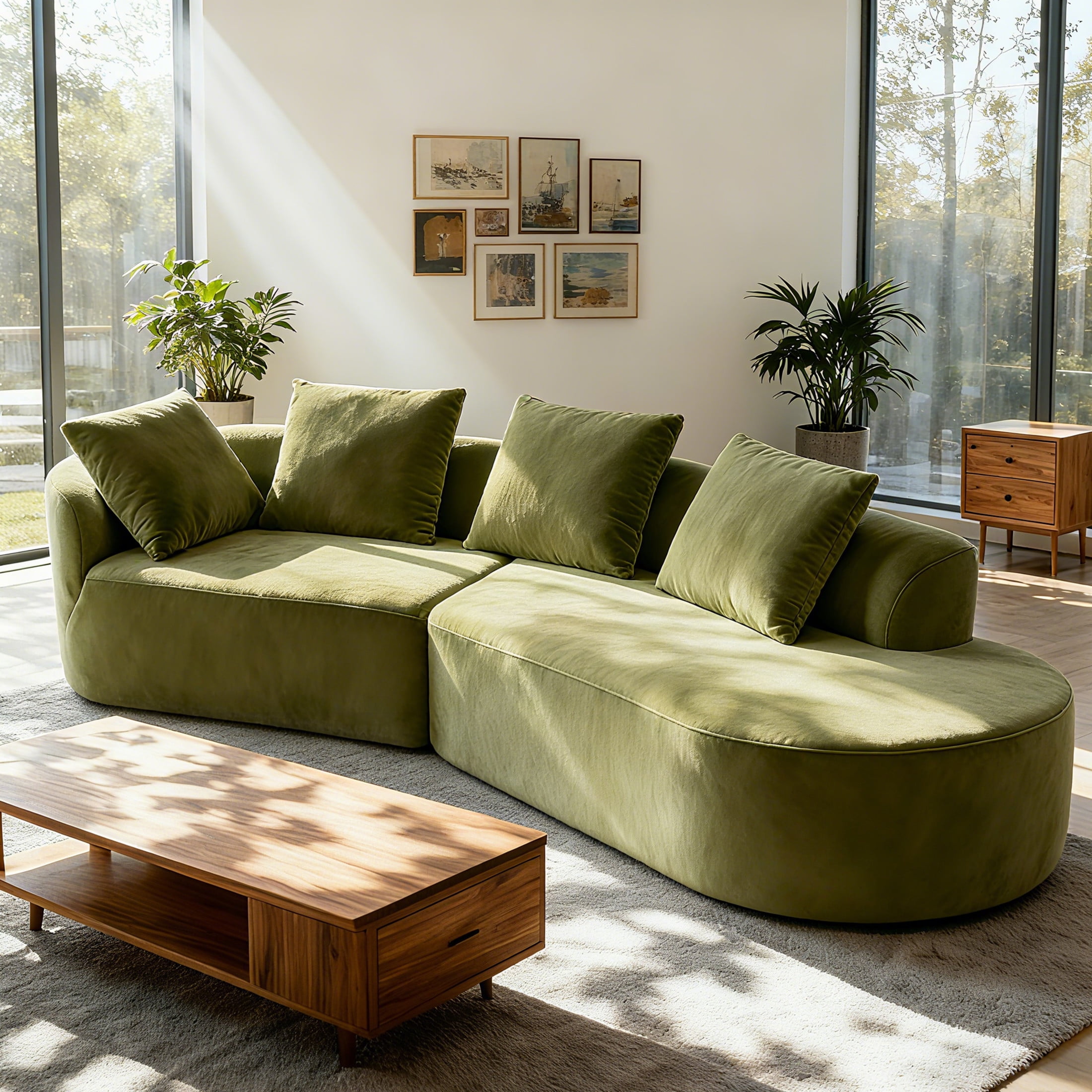 Christopher Knight Home Modern 116" Curved Sectional Sofa Couch ...