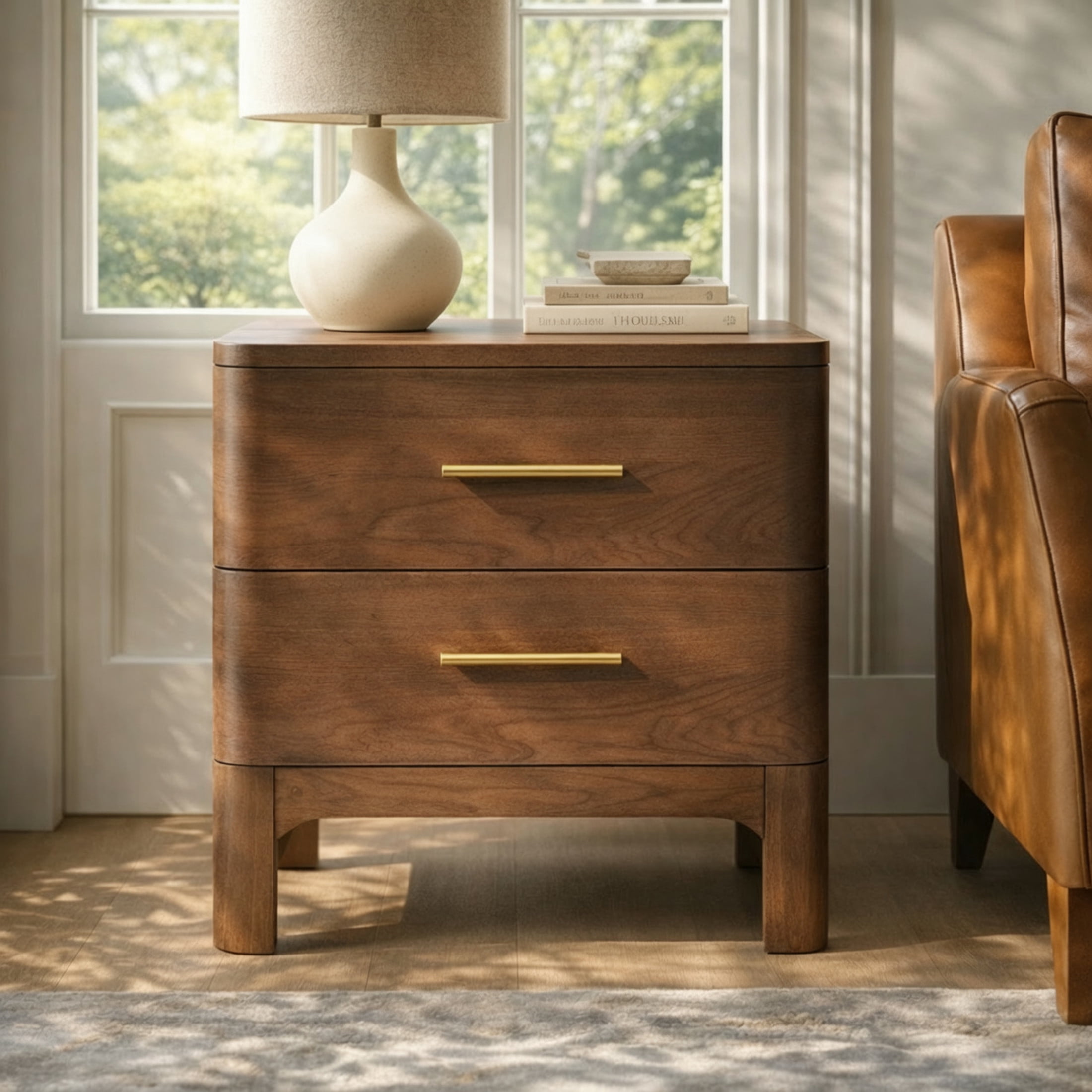 Christopher Knight Home Modern 23.6" Nightstand with Gold Handles, 2 ...