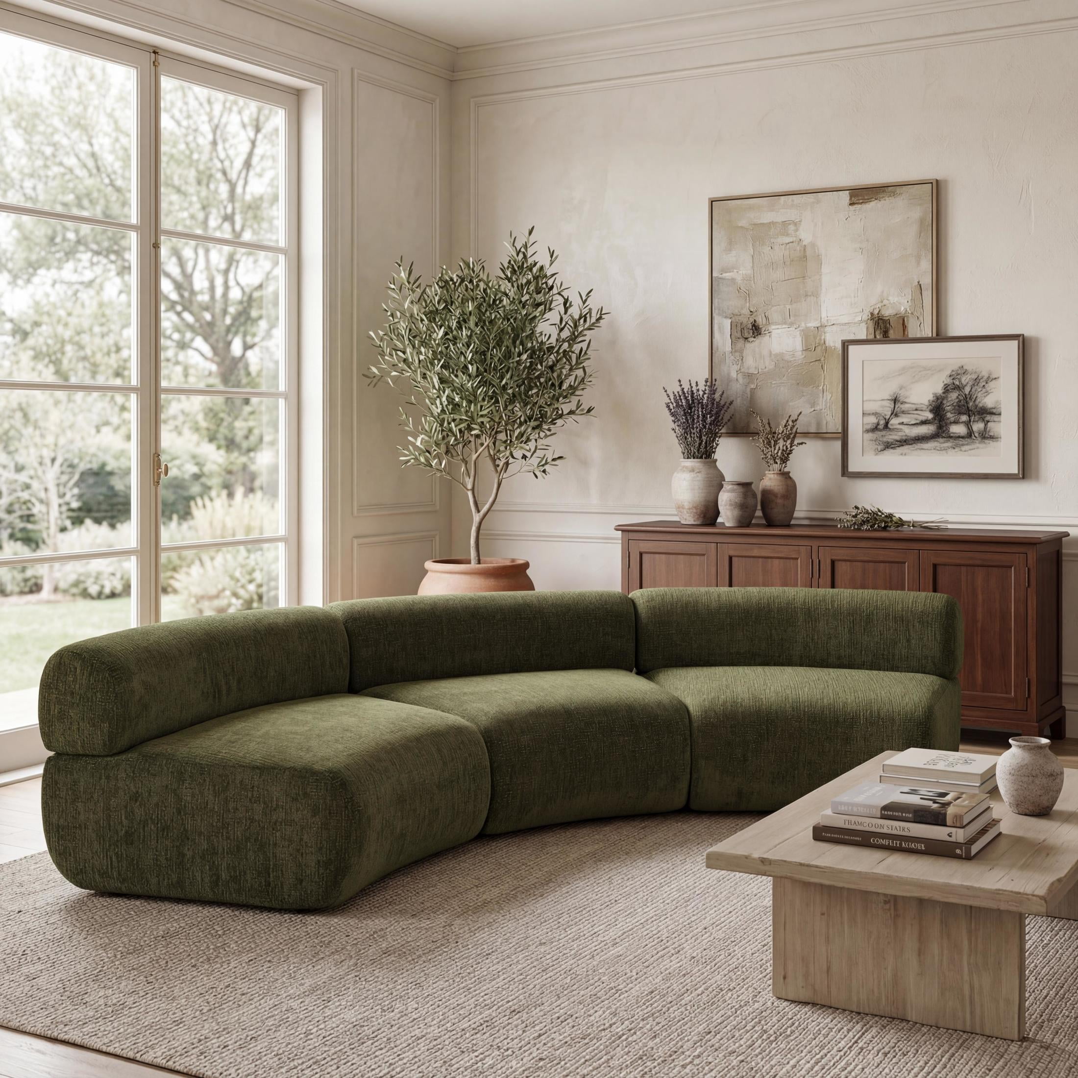 Christopher Knight Home Modern 3-Seater Compressed Curved Modular ...