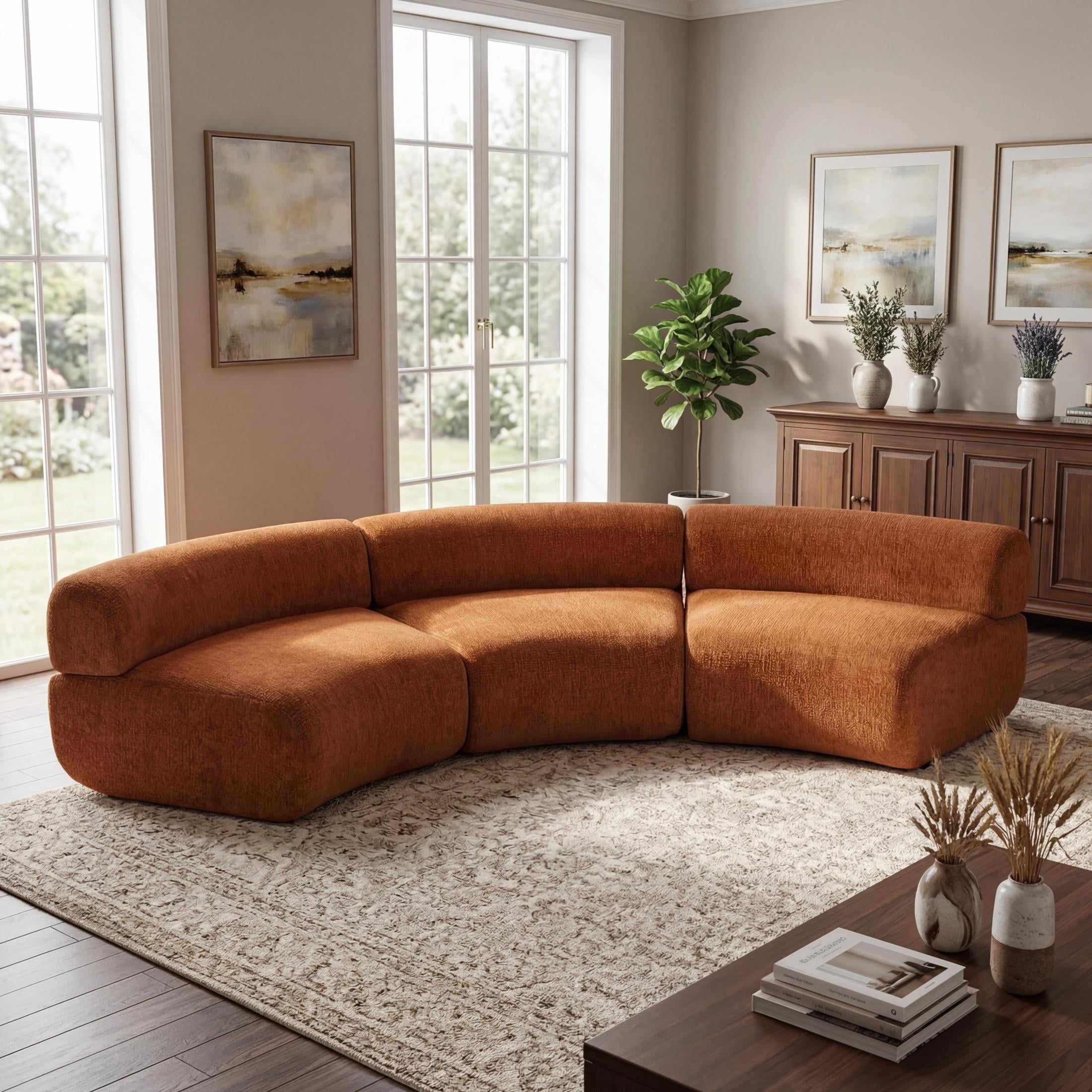 Christopher Knight Home Modern 3-Seater Compressed Curved Modular ...