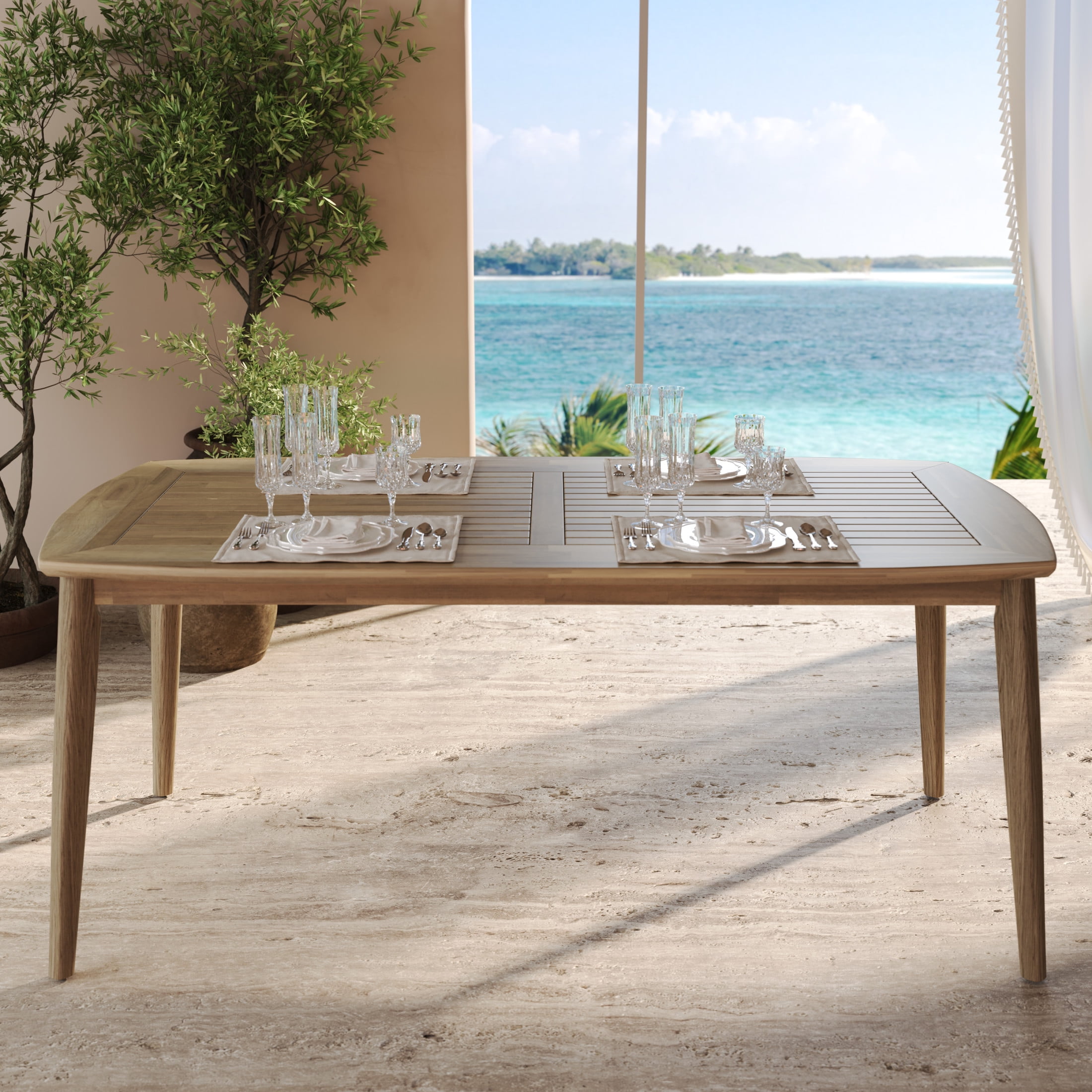 Christopher Knight Home Modern 70.75" Outdoor Dining Table, 8-Seater ...