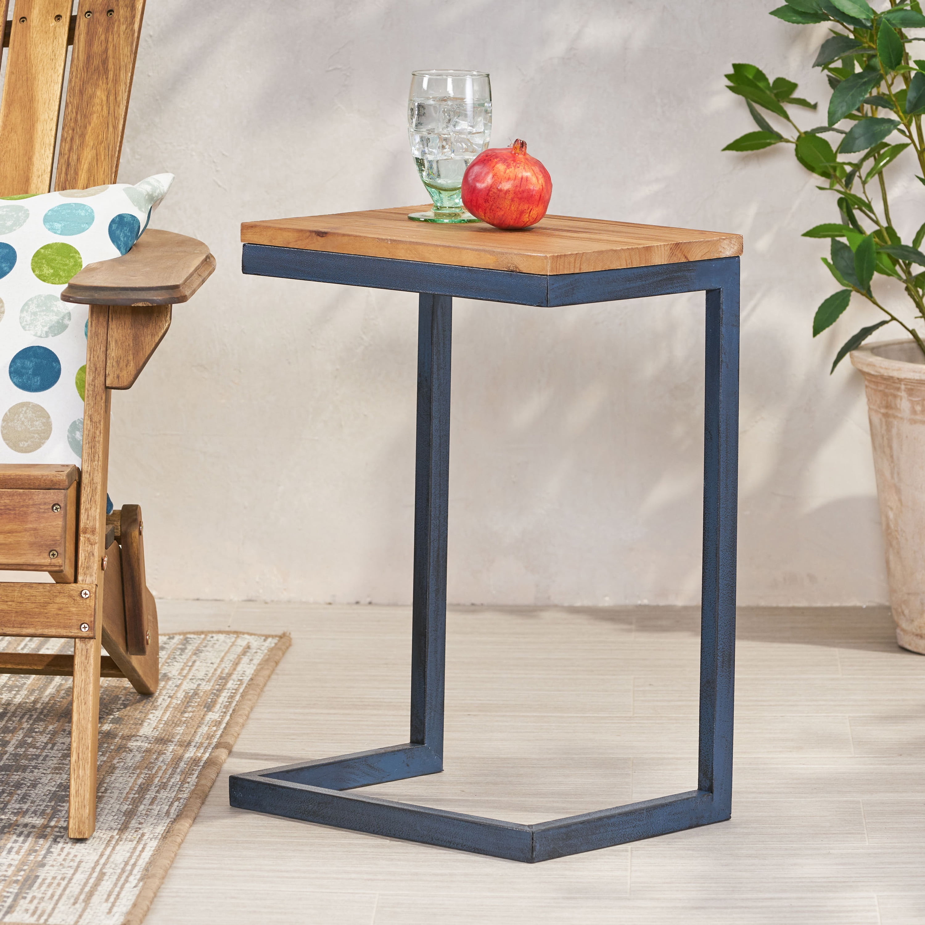 Christopher Knight Home Modern C-Shaped End Side Table, Wooden Tabletop ...