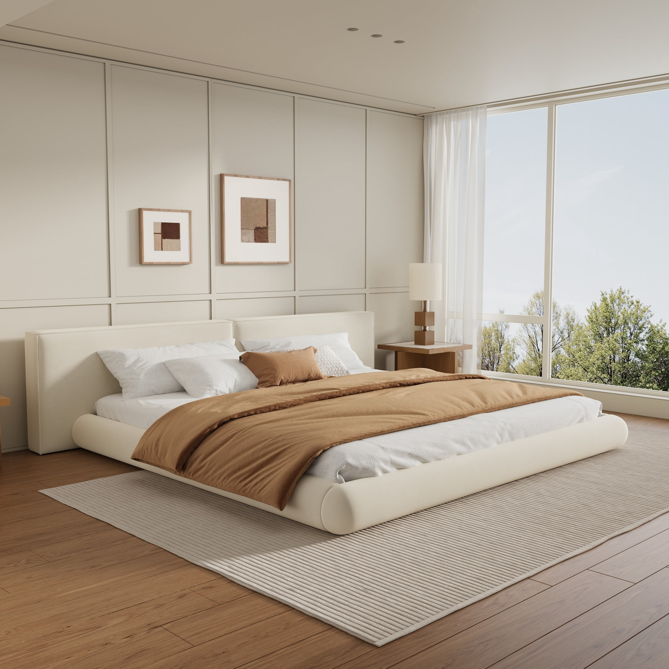 Christopher Knight Home Modern Floor-Hugging Upholstered Platform Bed ...