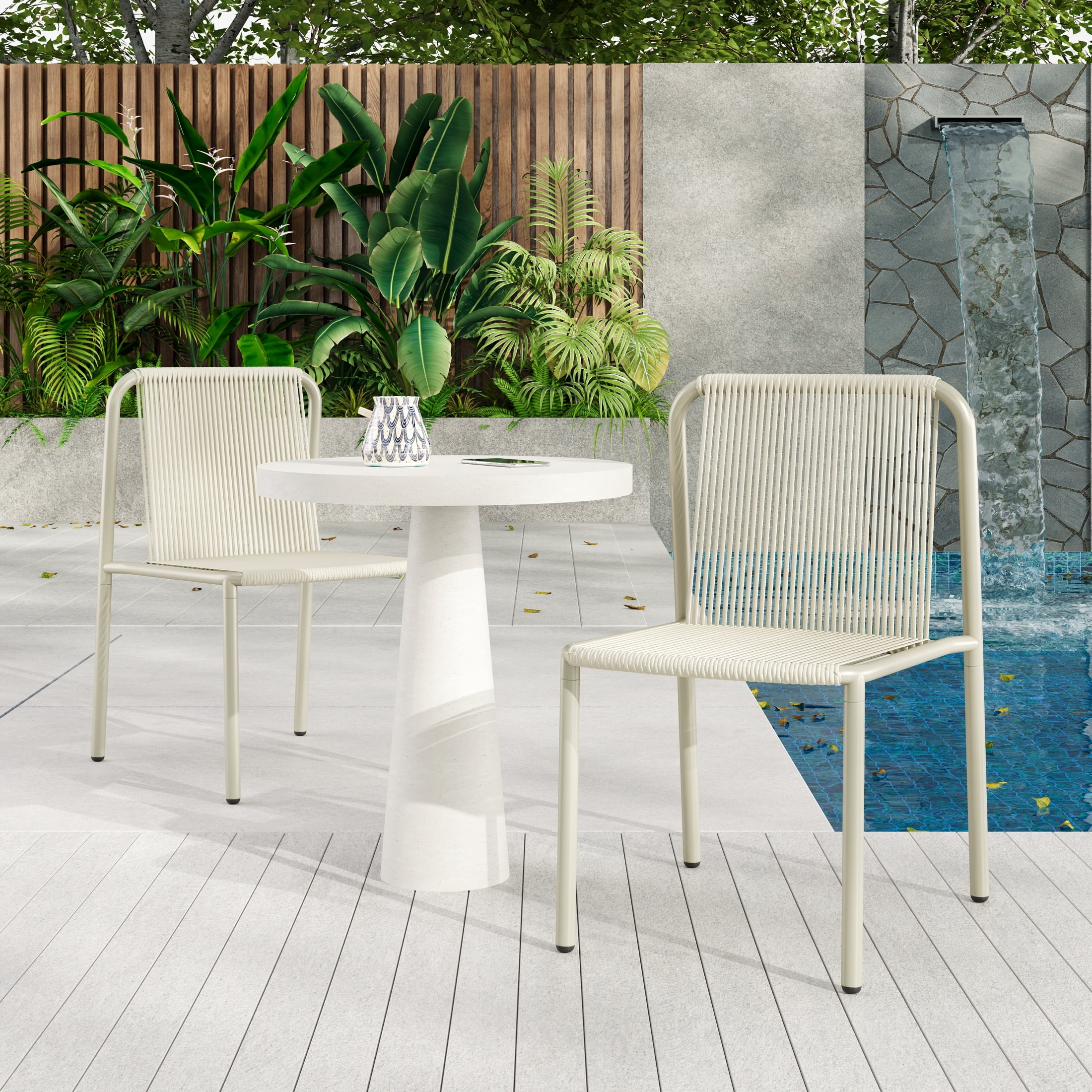 Christopher Knight Home Modern Rattan Patio Dining Chairs, Metal Frame ...
