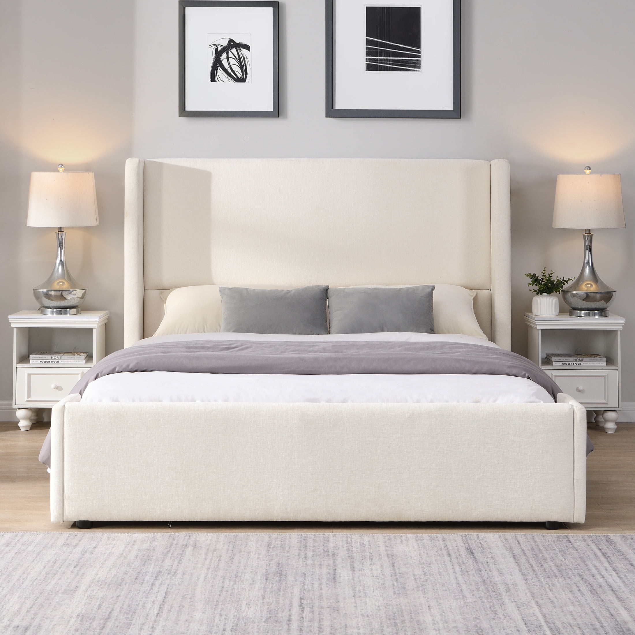 Christopher Knight Home Modern Upholstered Queen Bed Frame with ...