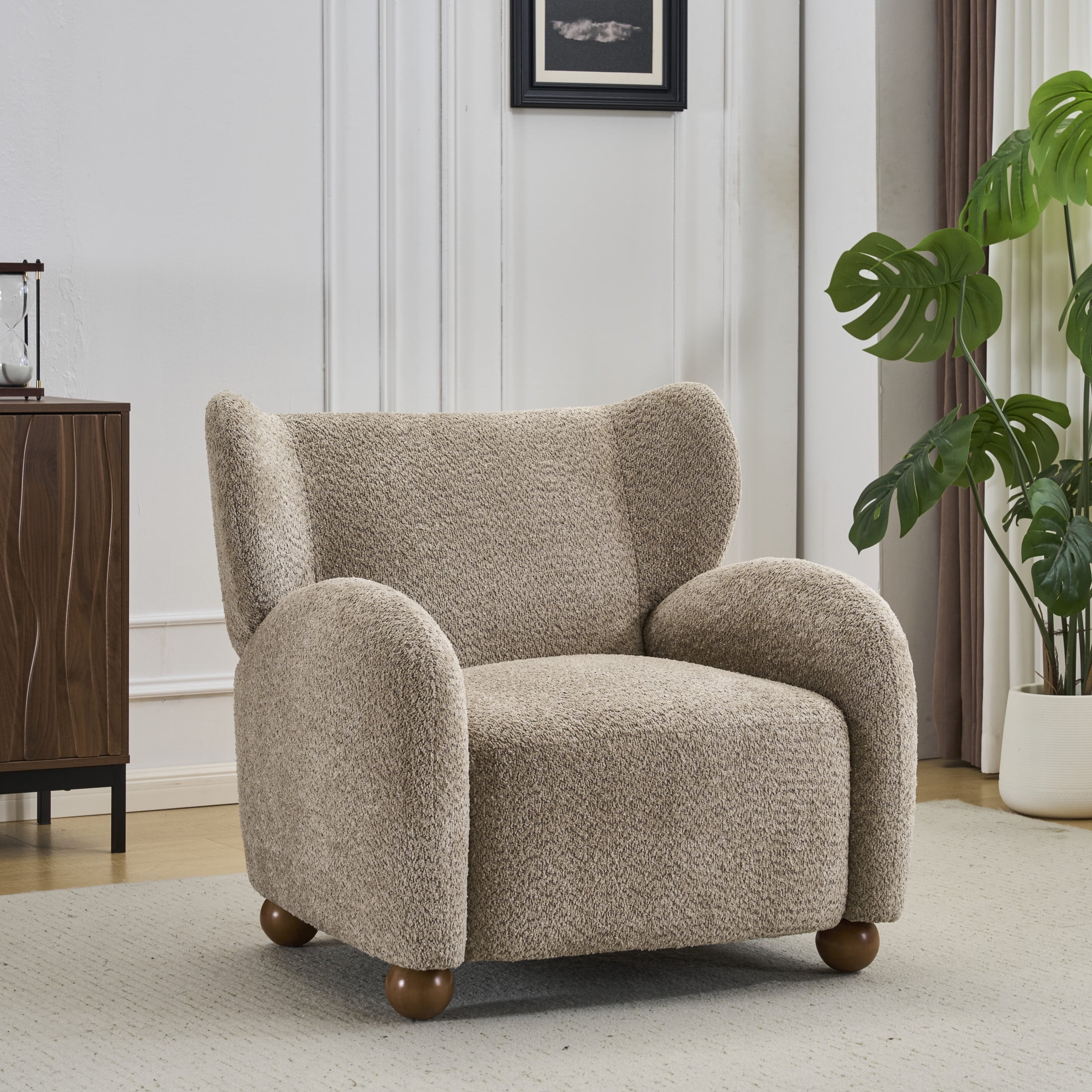 Christopher Knight Home Modern Wingback Accent Chair, Bouclé Upholstery ...