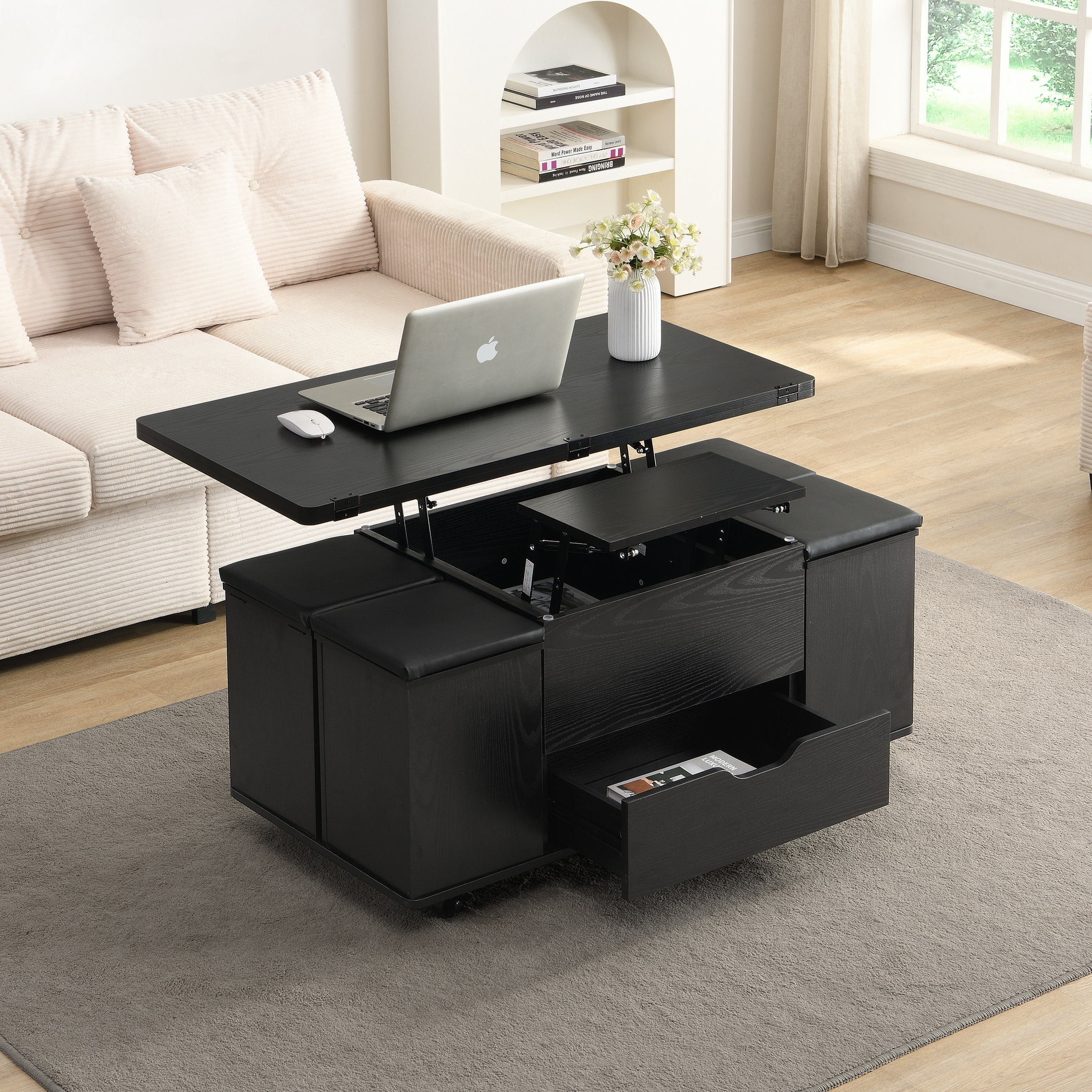 Christopher Knight Home Multi-Functional Coffee Table with 4 Stools ...