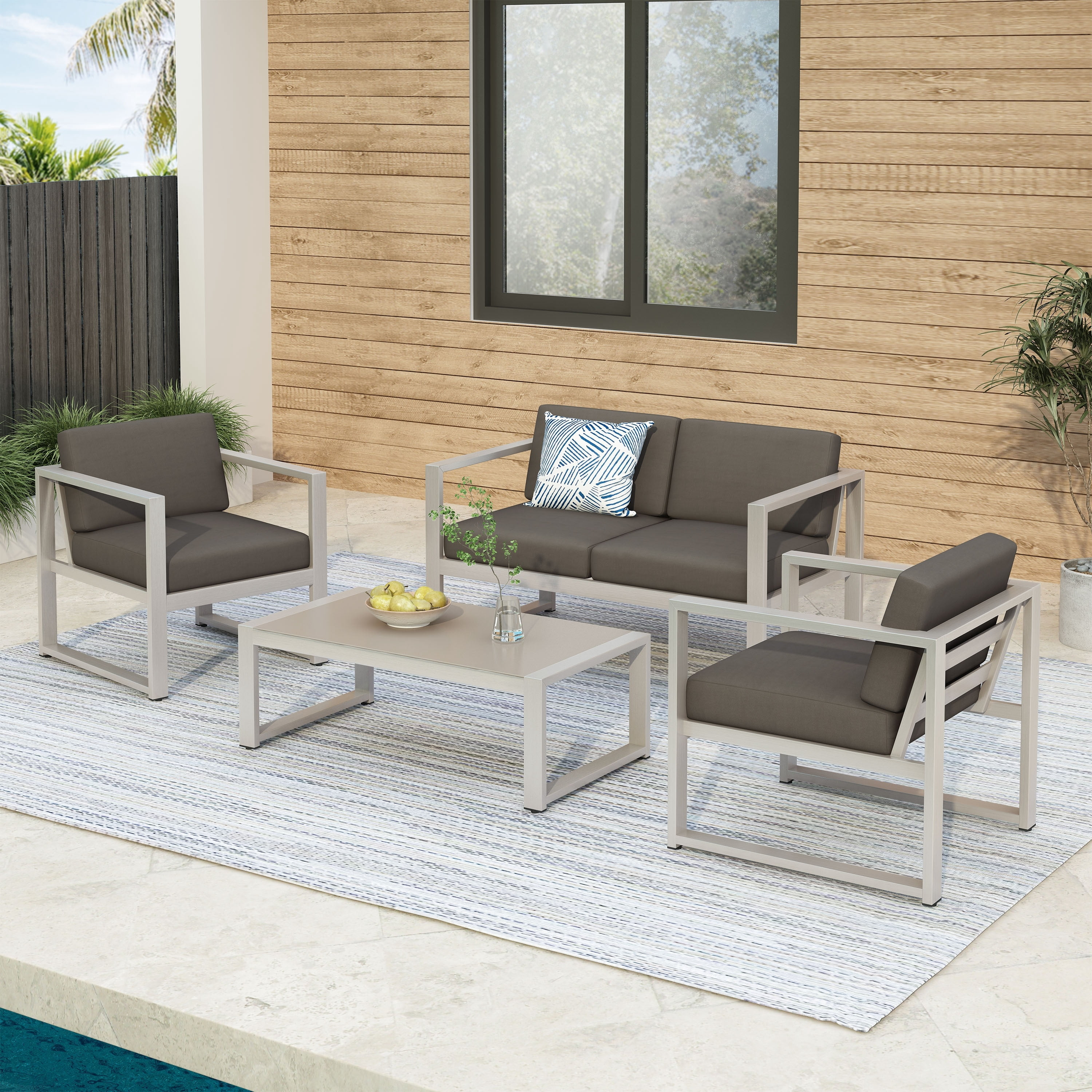 Christopher Knight Home Navan Outdoor 4-piece Conversation Set by ...