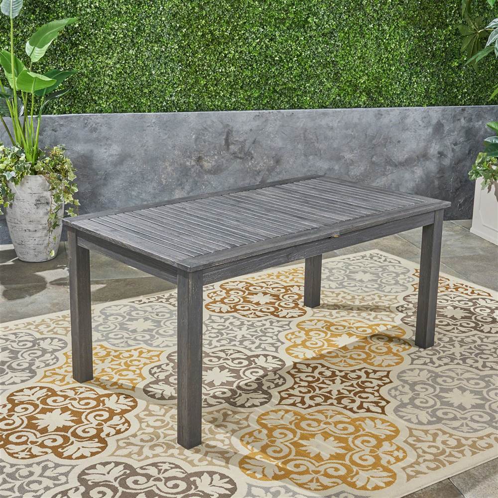 Christopher Knight Home Nestor Outdoor Expandable Acacia Wood Dining Table by Dark Gray ...