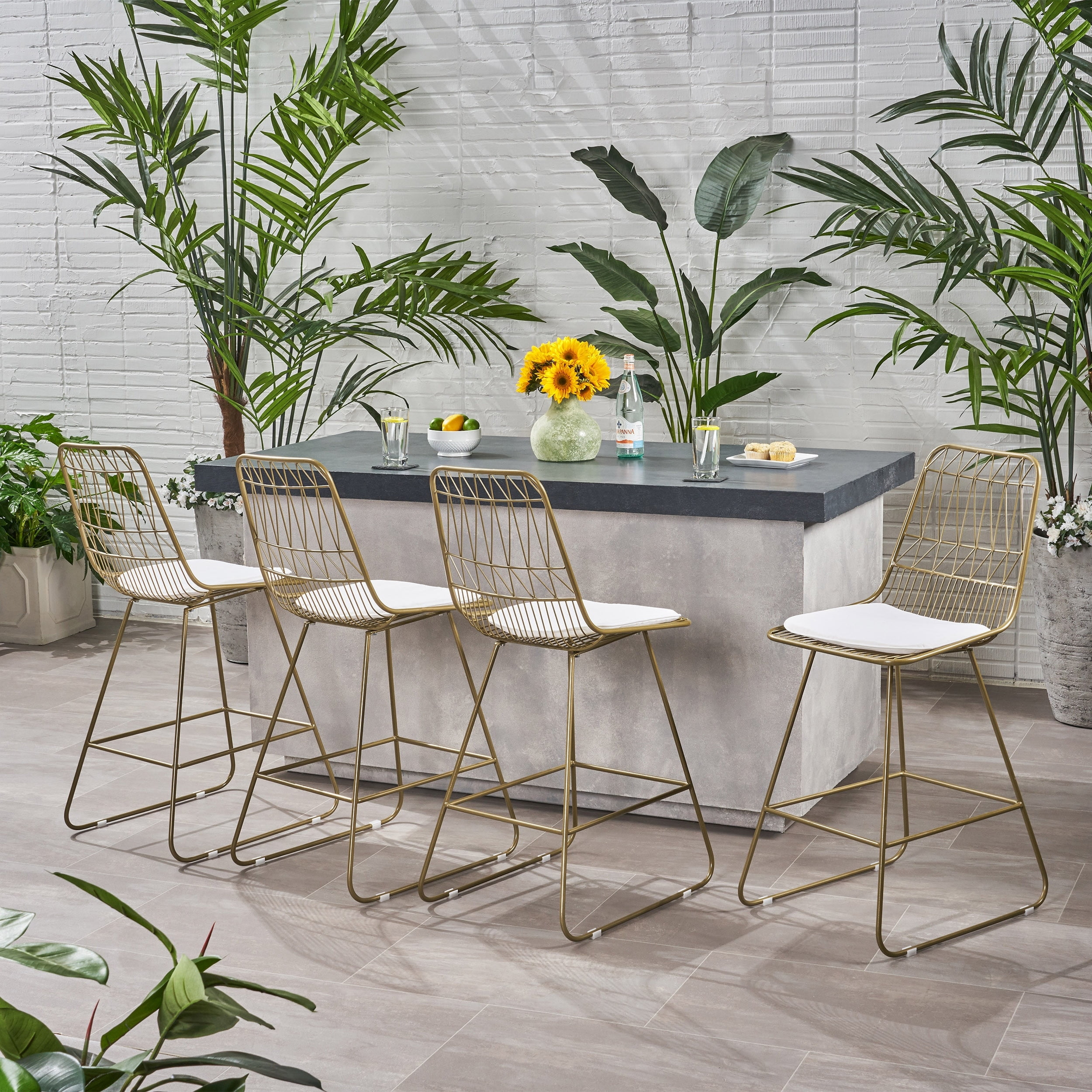 Christopher Knight Home Niez Outdoor Wire Counter Stools (Set of 4) by ...