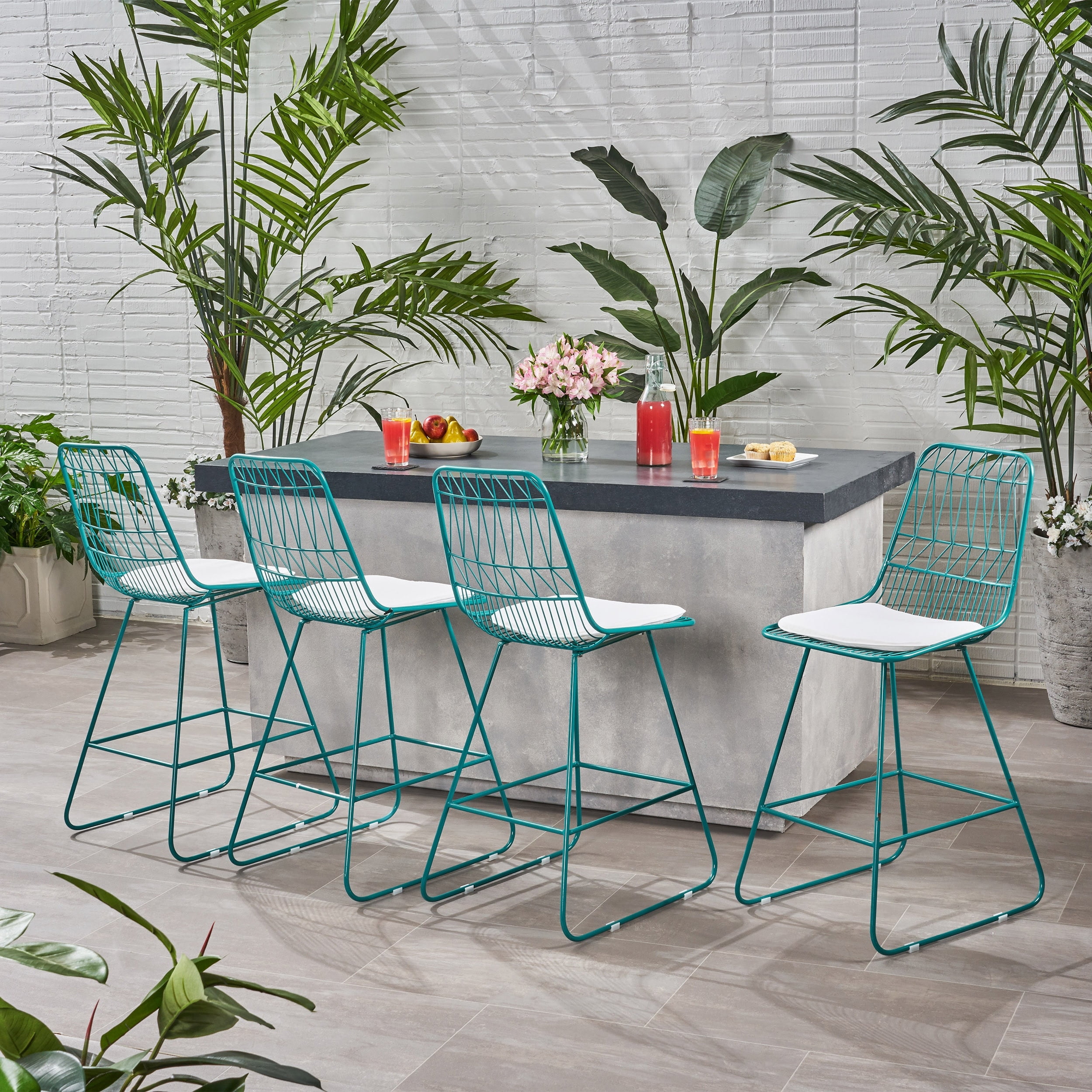 Christopher Knight Home Niez Outdoor Wire Counter Stools (Set of 4) by ...