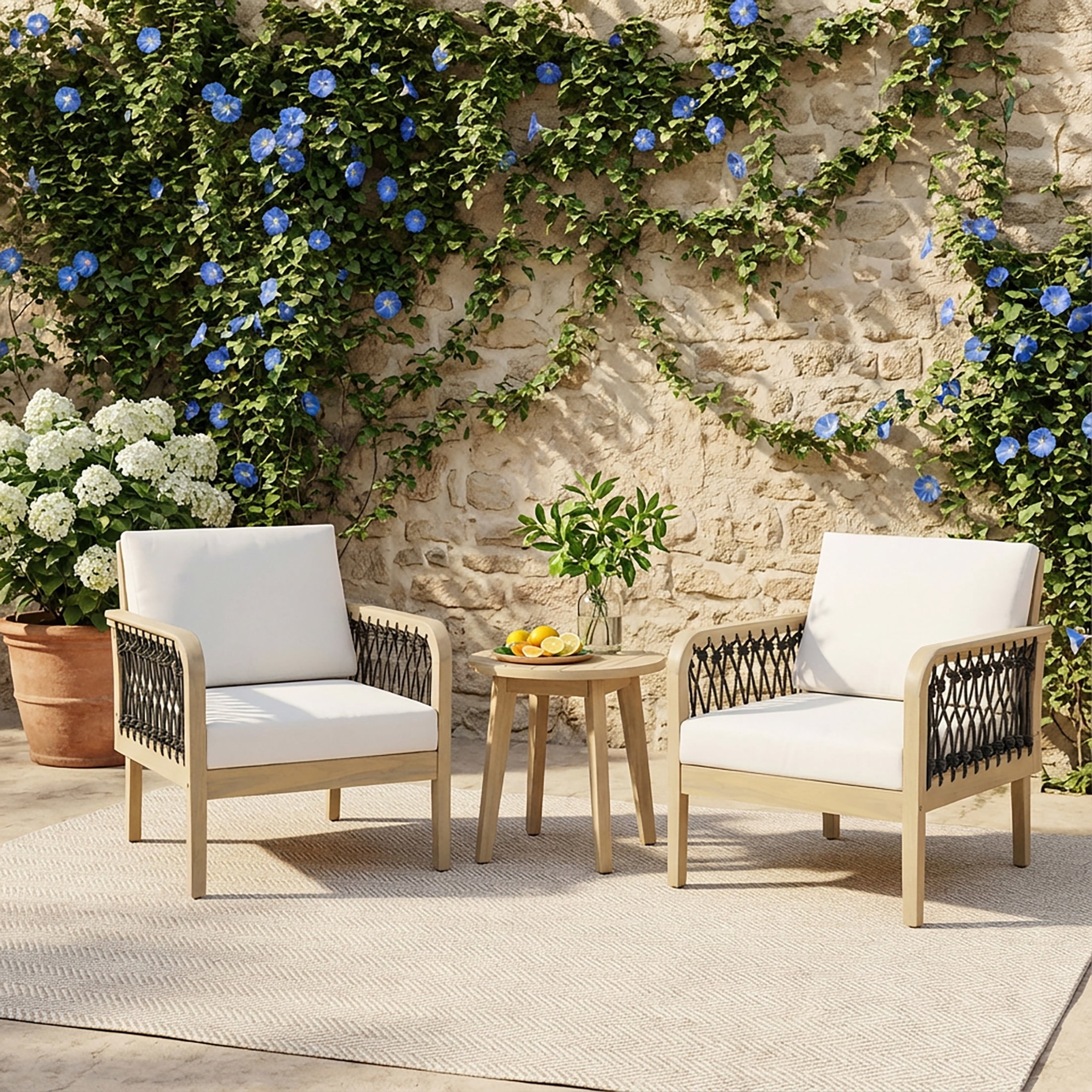 Christopher Knight Home Outdoor Acacia Wood Club Chair with Handwoven ...