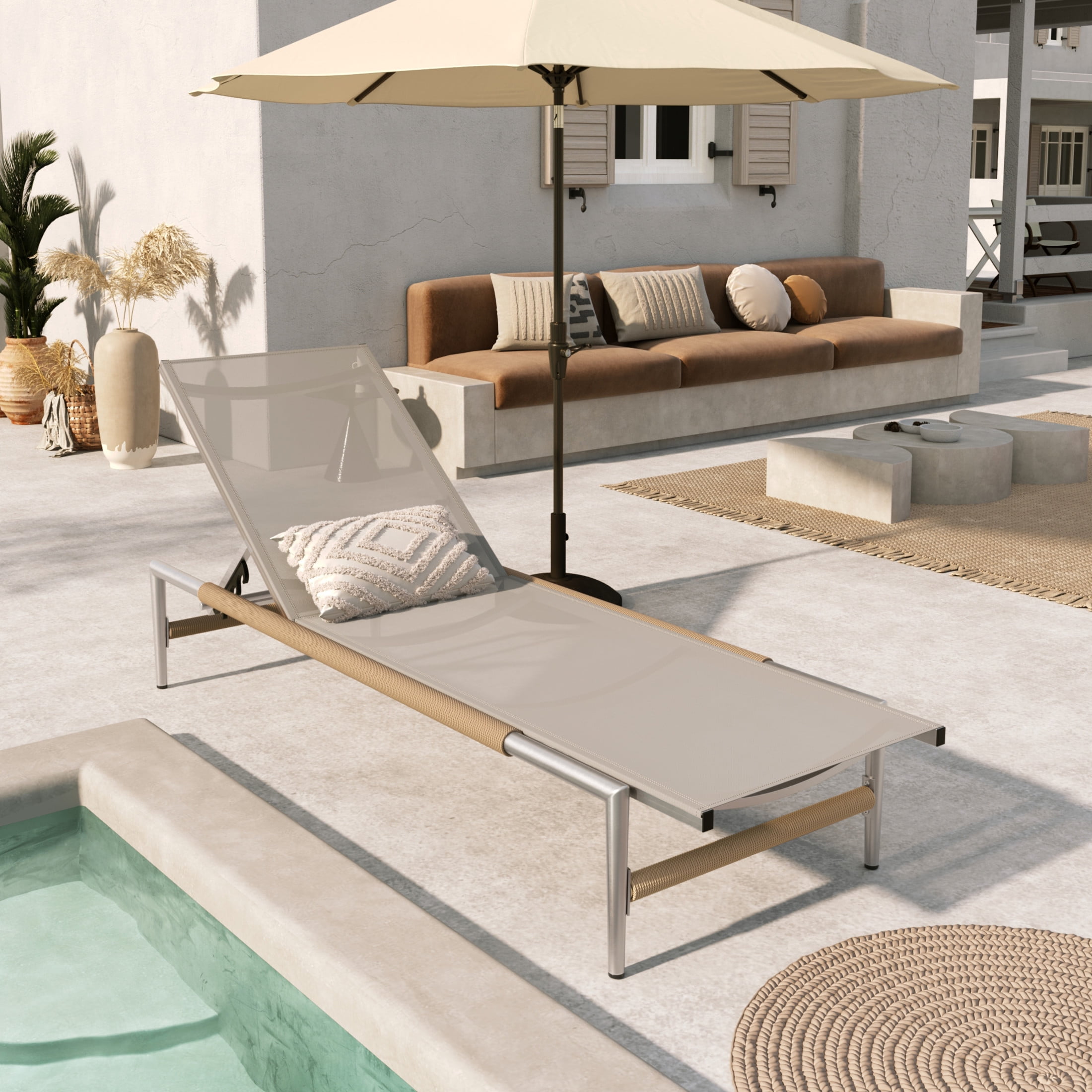 Christopher Knight Home Outdoor Mesh Chaise Lounge, Aluminum Frame ...