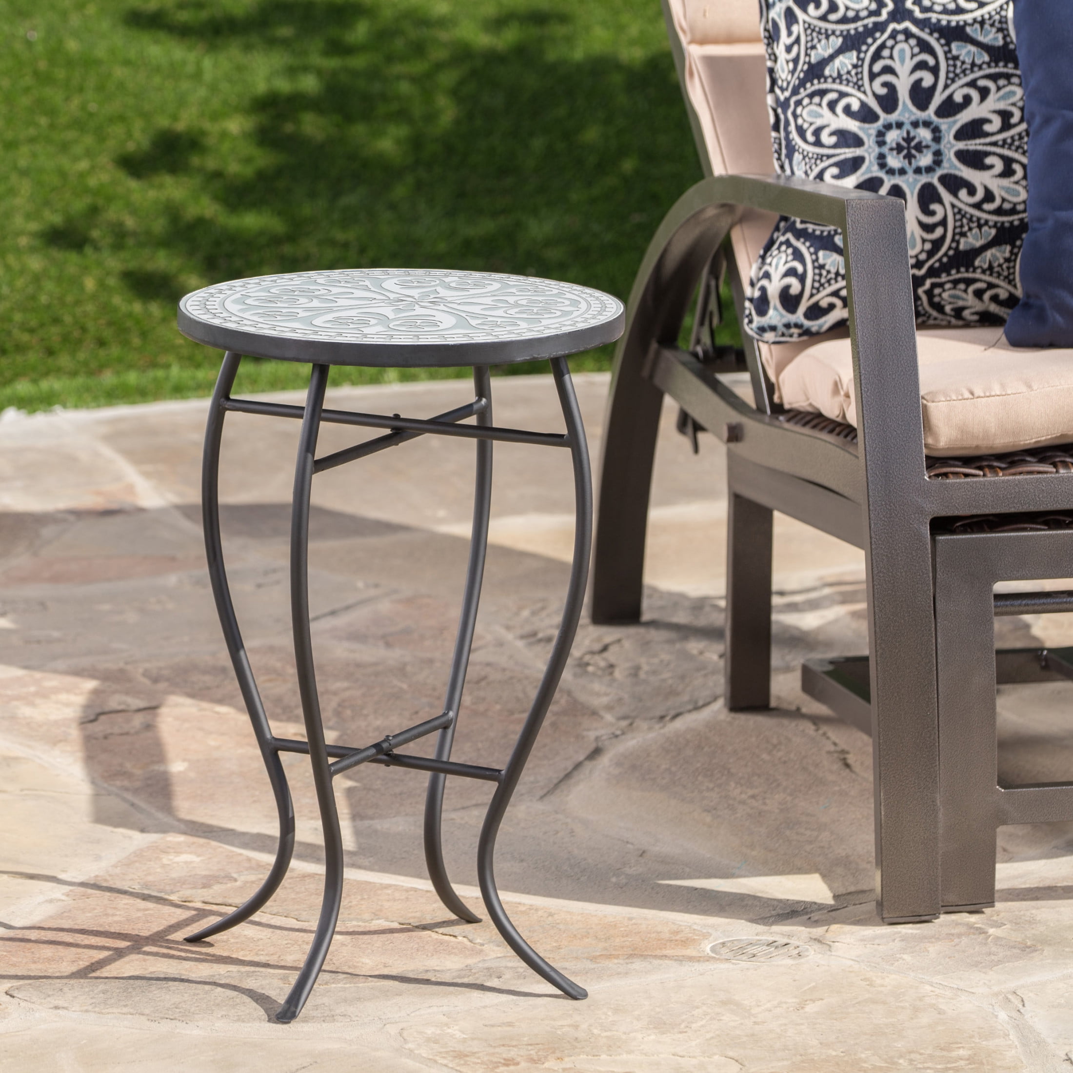 Christopher Knight Home Outdoor Round Side Table with Mosaic Ceramic ...