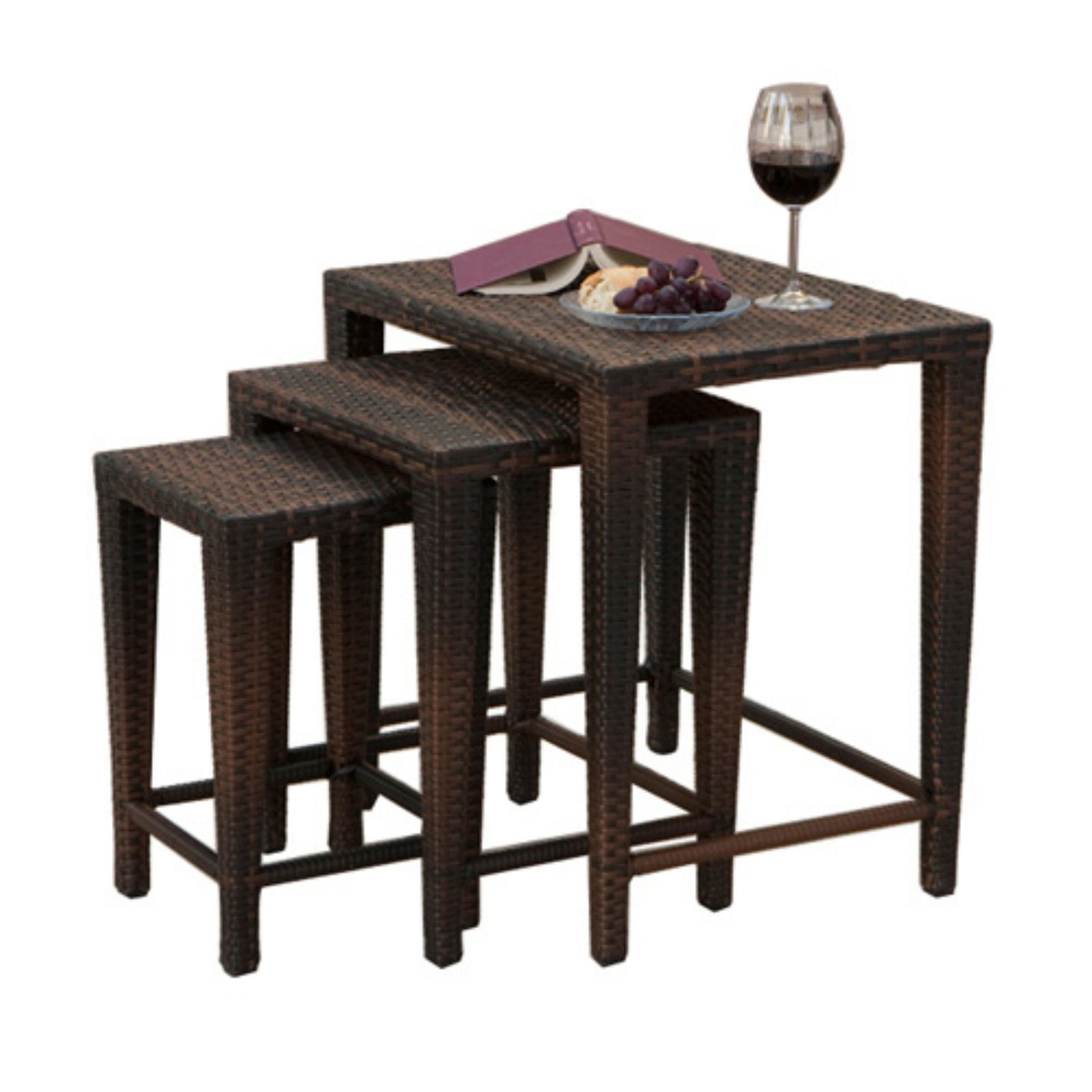 Christopher Knight Home Outdoor Wicker Nested Tables (Set of 3) by ...