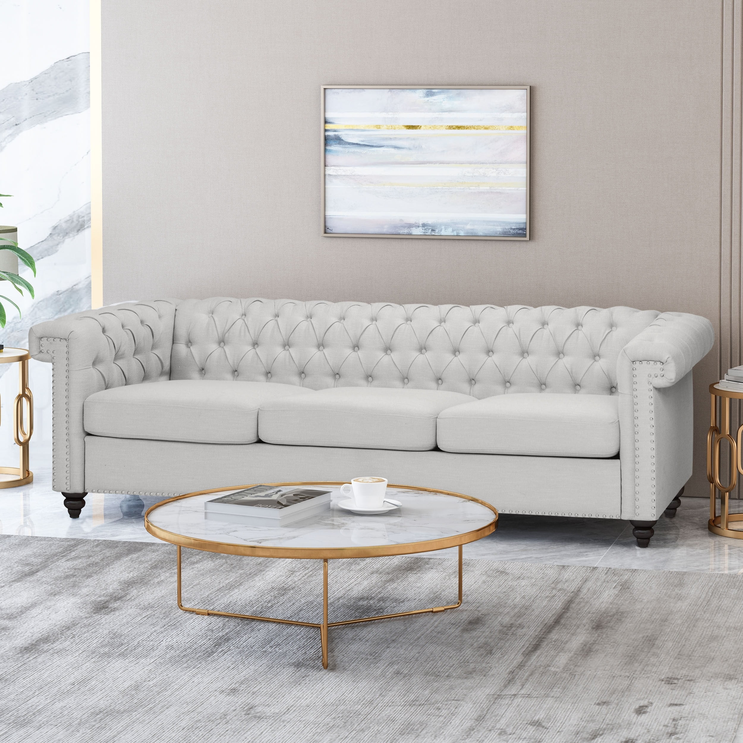 Christopher Knight Home Parkhurst Tufted Grey Chesterfield Sofa by ...