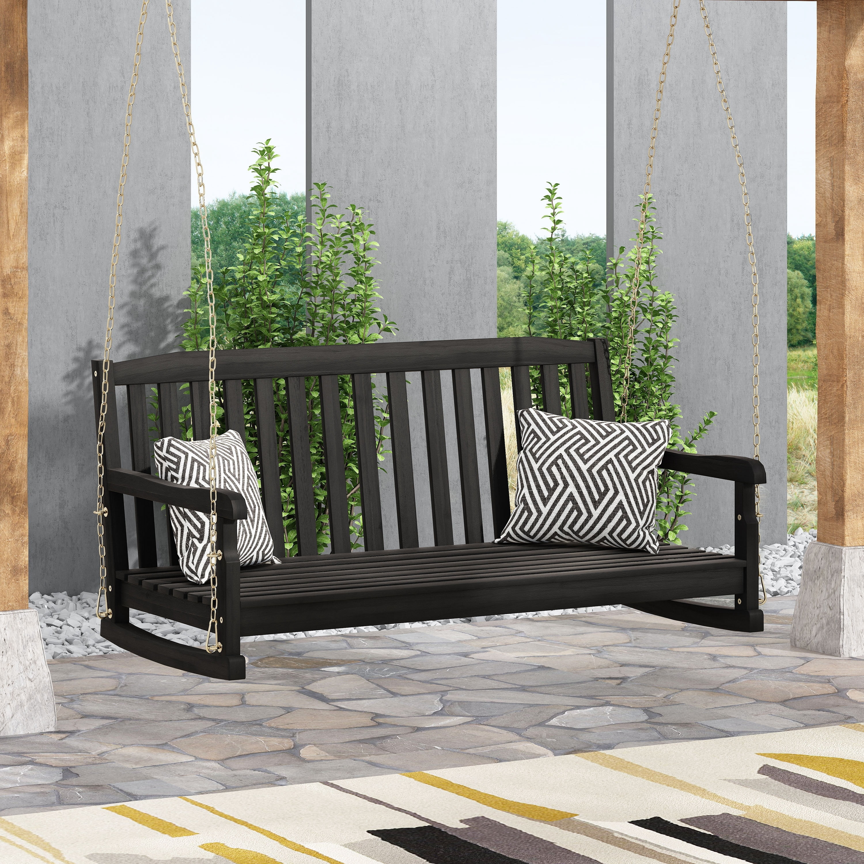 Christopher Knight Home Province Outdoor Acacia Wood Hanging Porch ...