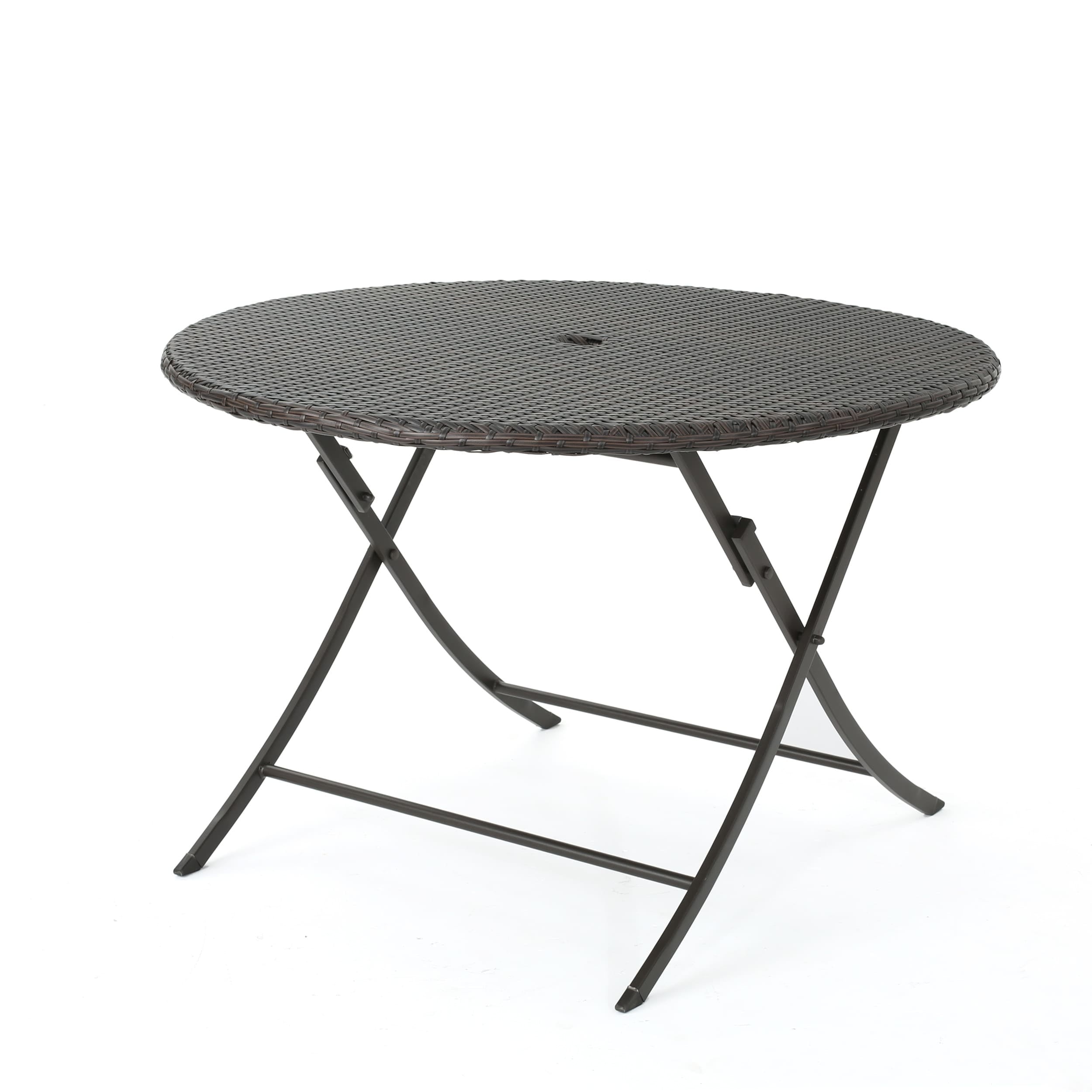 Christopher Knight Home Riad Outdoor Wicker Round Foldable Dining Table ...