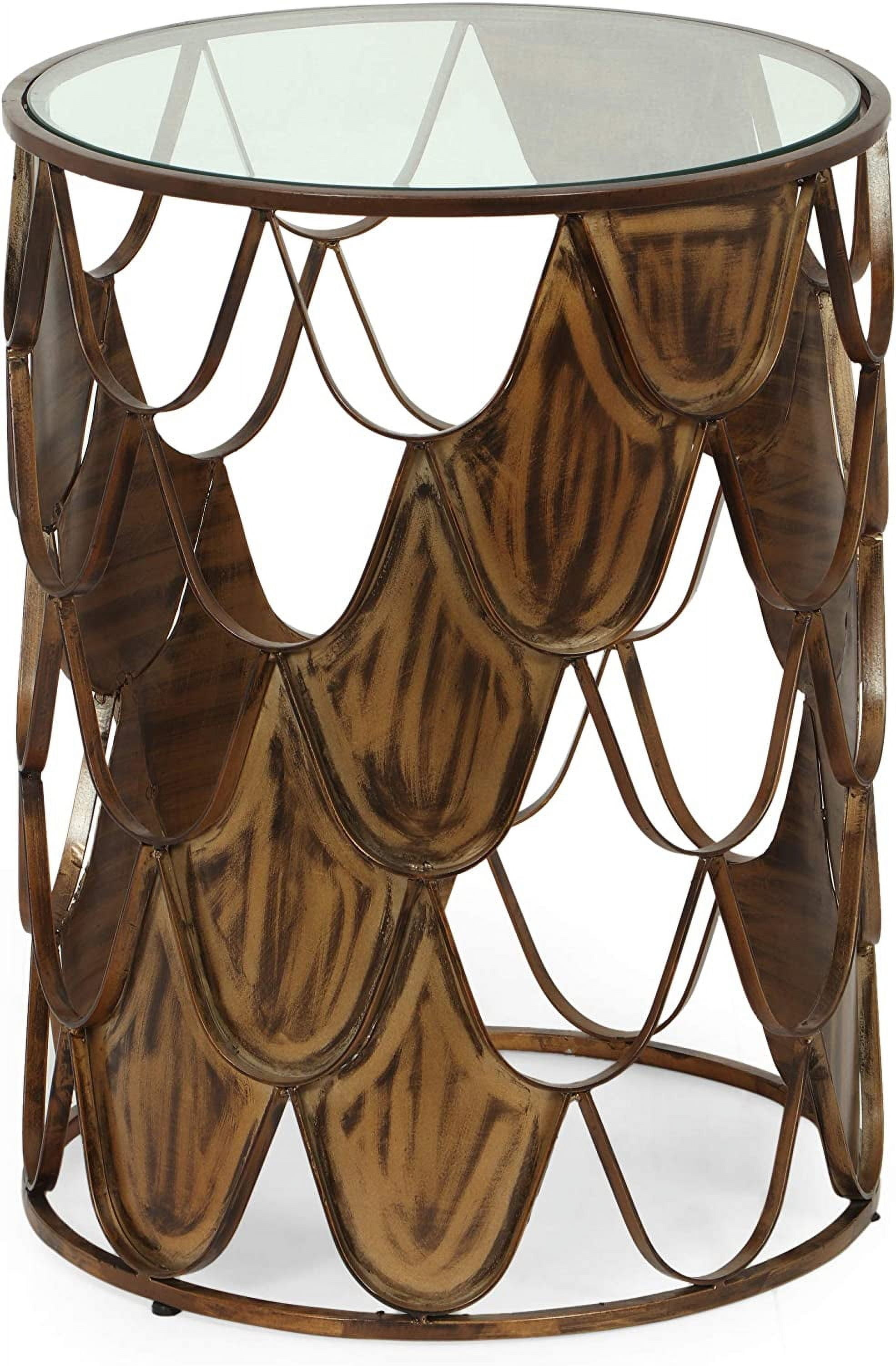 Christopher Knight Home Sautter Handcrafted Glass Top Fish Scale Side ...